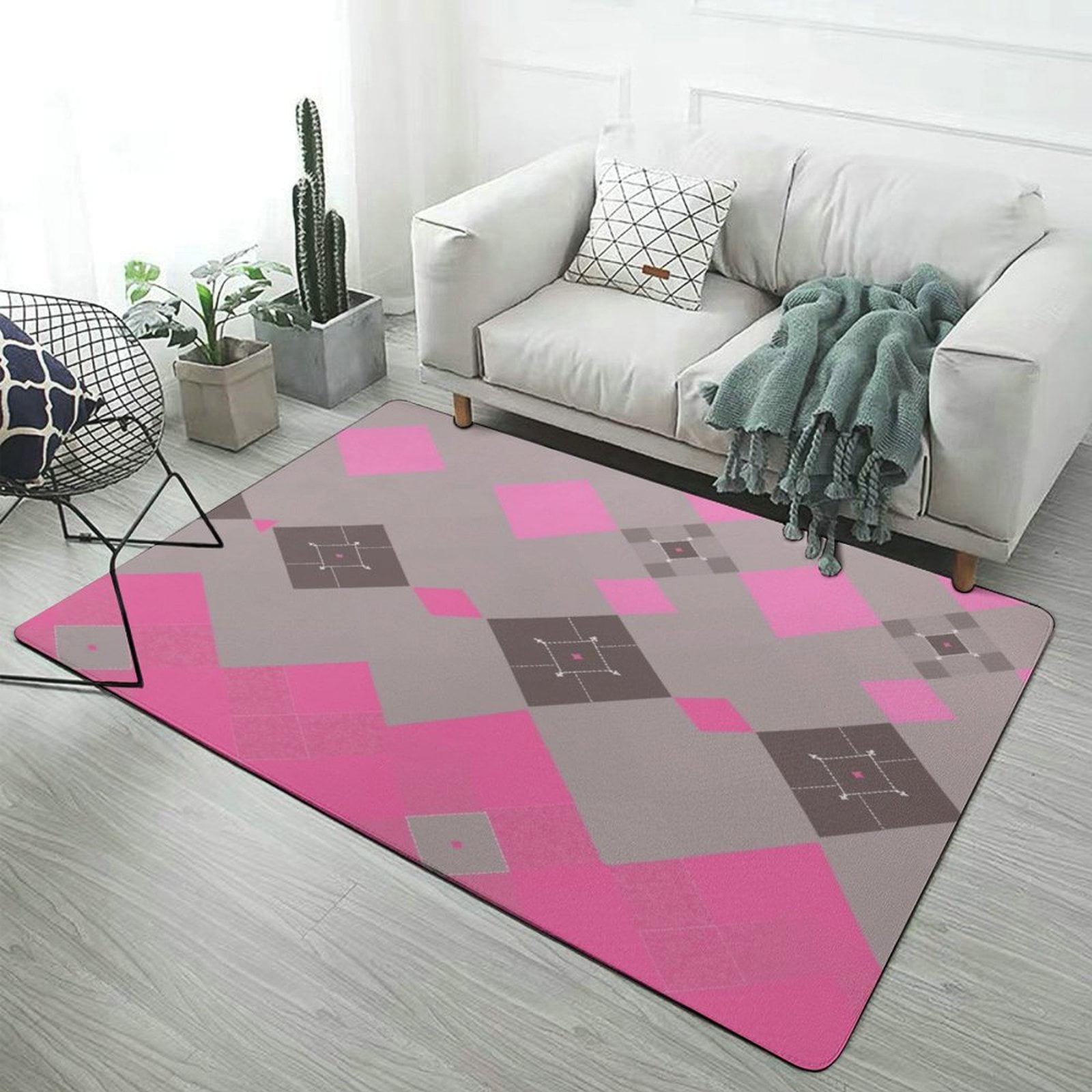 Diamond Grid Carpet for Living Room Luxury Home Rations Sofa Coffee ...