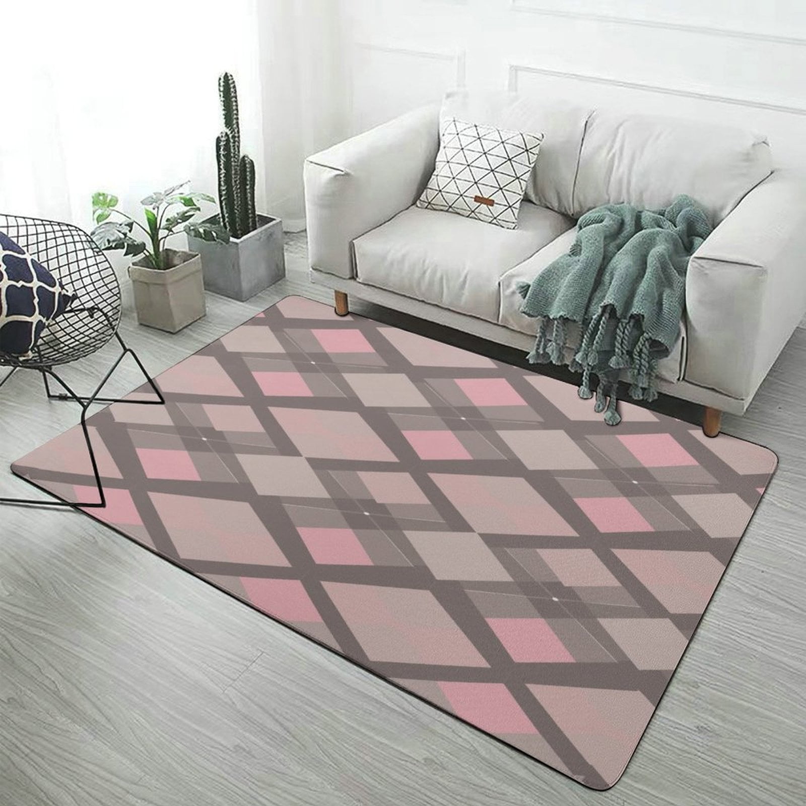 Diamond Grid Carpet for Living Room Luxury Home Rations Sofa Coffee ...