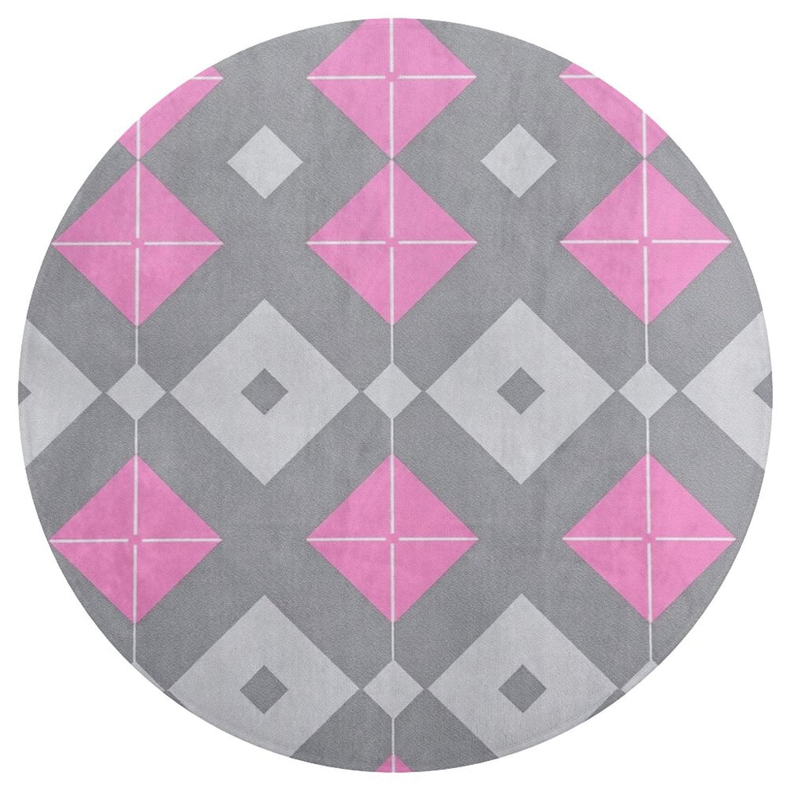 Diamond Grid Circular Carpet Floor Mat Living Room Sofa Room Bed Rug ...
