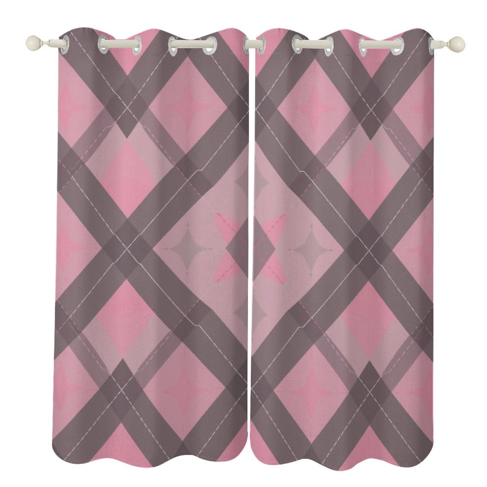 Diamond Grid Drapes Room Living for Curtains Window Bedroom Kitchen 2 ...