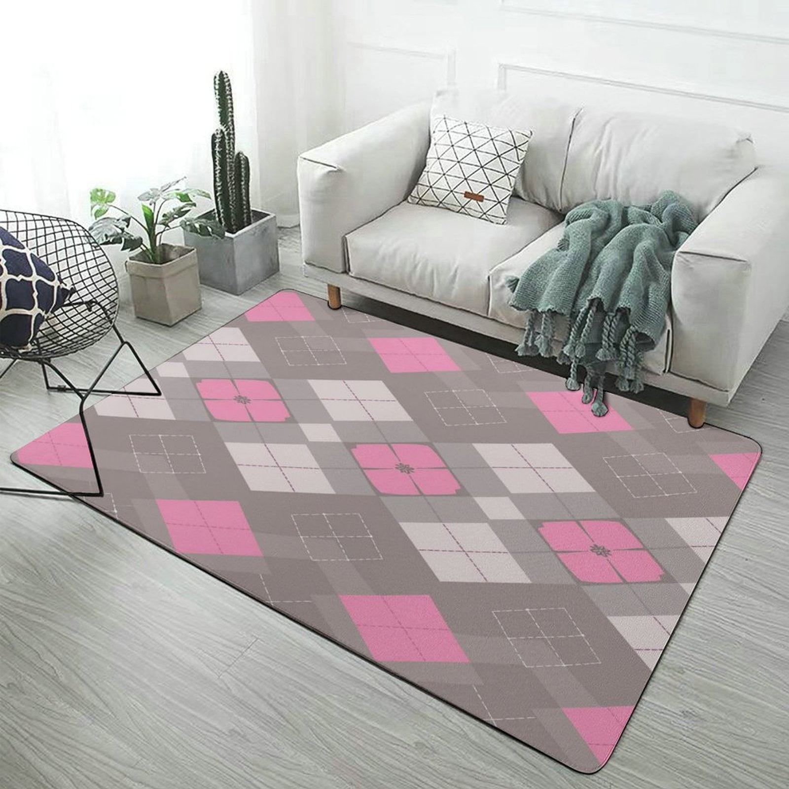 Diamond Grid European Living Room Carpets Rugs Luxury Bedroom Study R ...