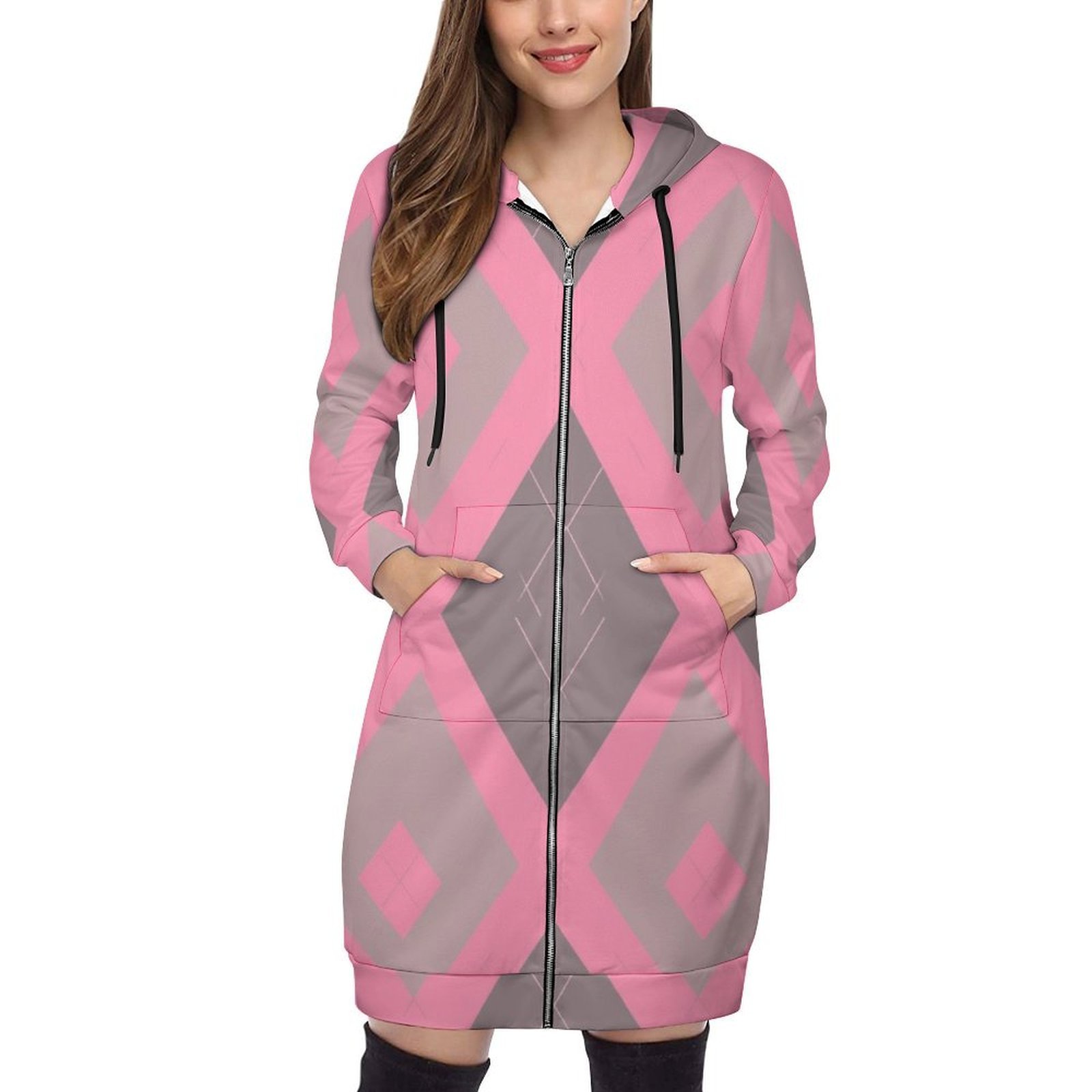 Diamond Grid Hoodie Sweatshirts Women Pullover Girl Hoodie Casual ...