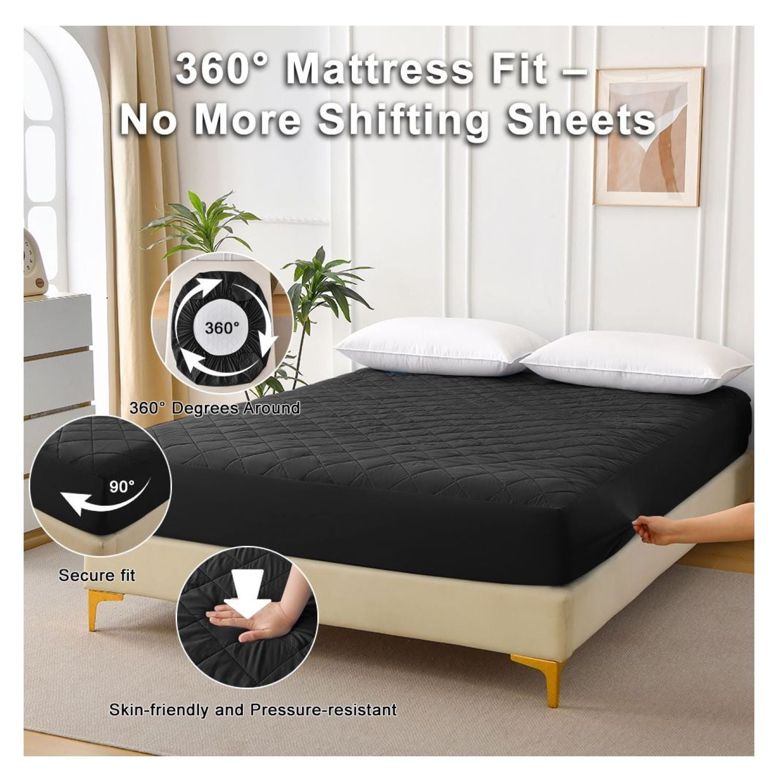 Diamond Grid Mattress Protector, Waterproof Bed Cover, Hypoallergenic ...