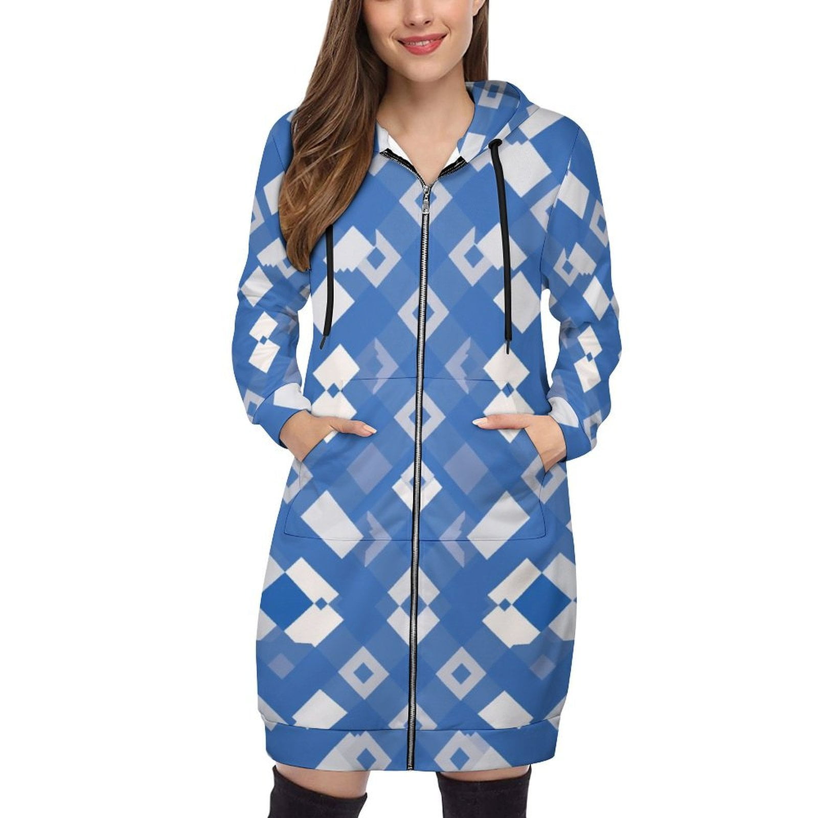 Diamond Grid Pullovers Hoodies Long Sleeve Hoodie Sweatshirt Printed ...