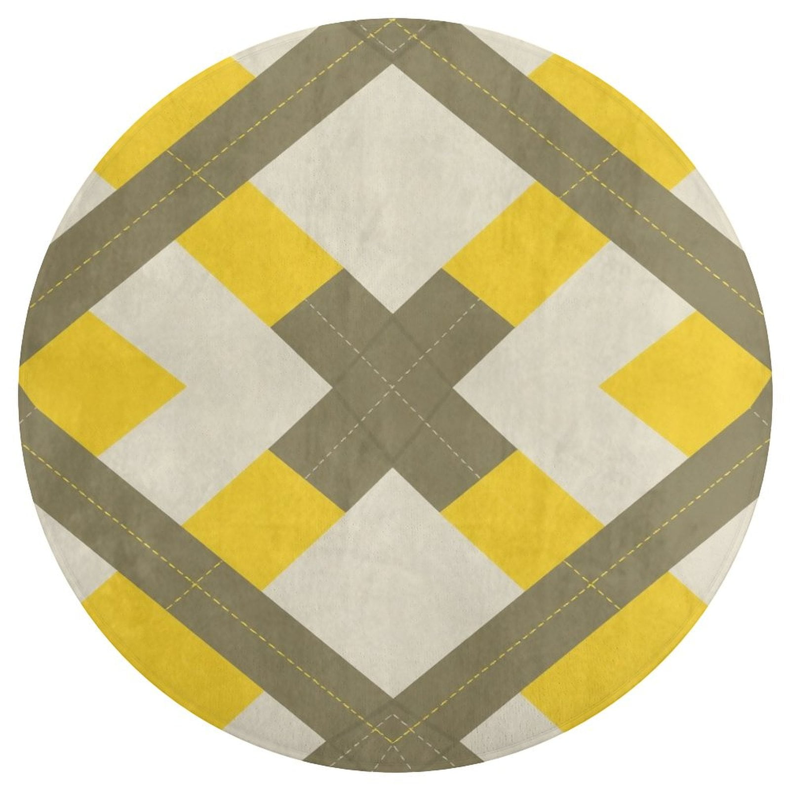 Diamond Grid Round Area Rug Floor Carpets Washable Indoor Floor Area ...