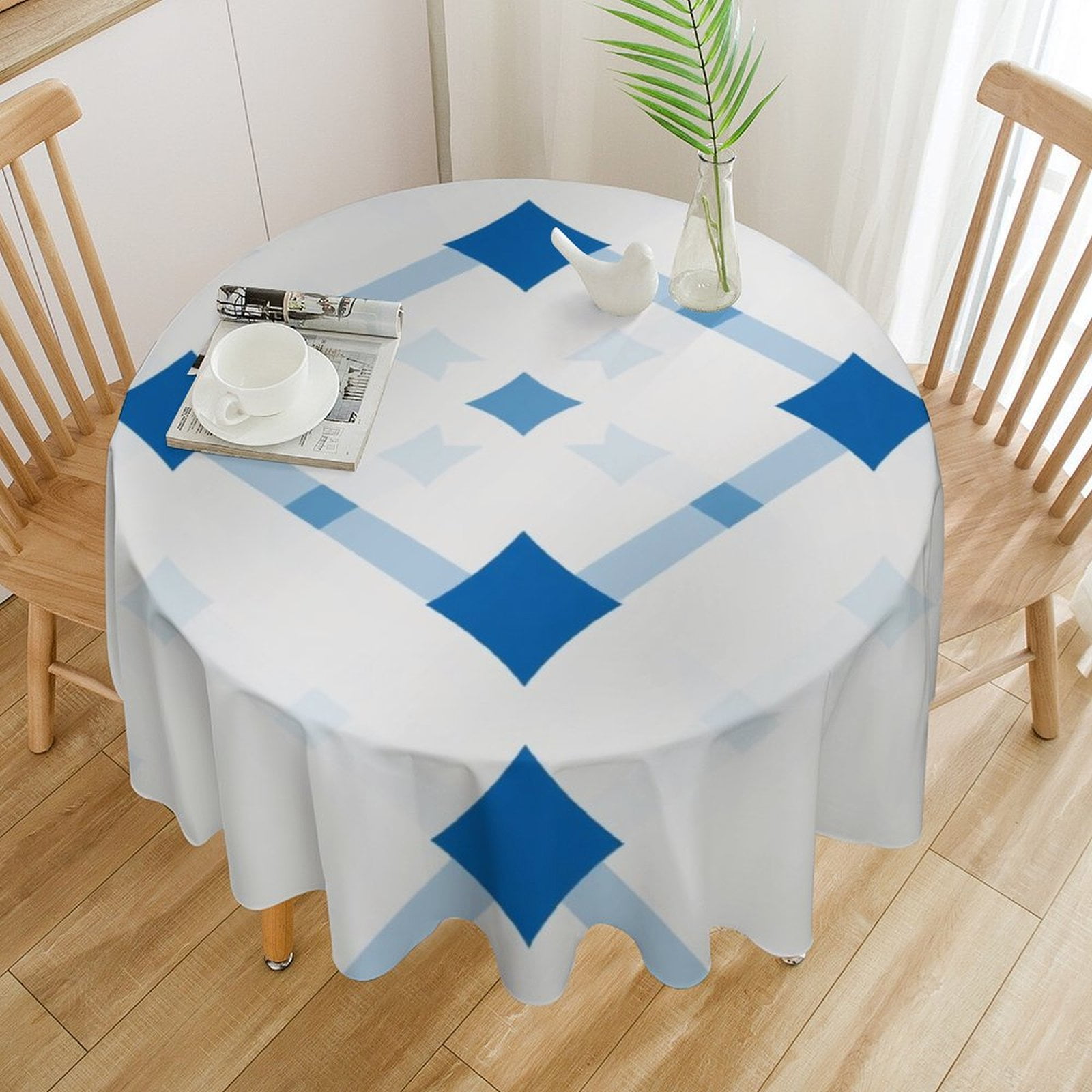 Diamond Grid Table Cloth Round PVC Wedding Kitchen Dining Desk Table ...