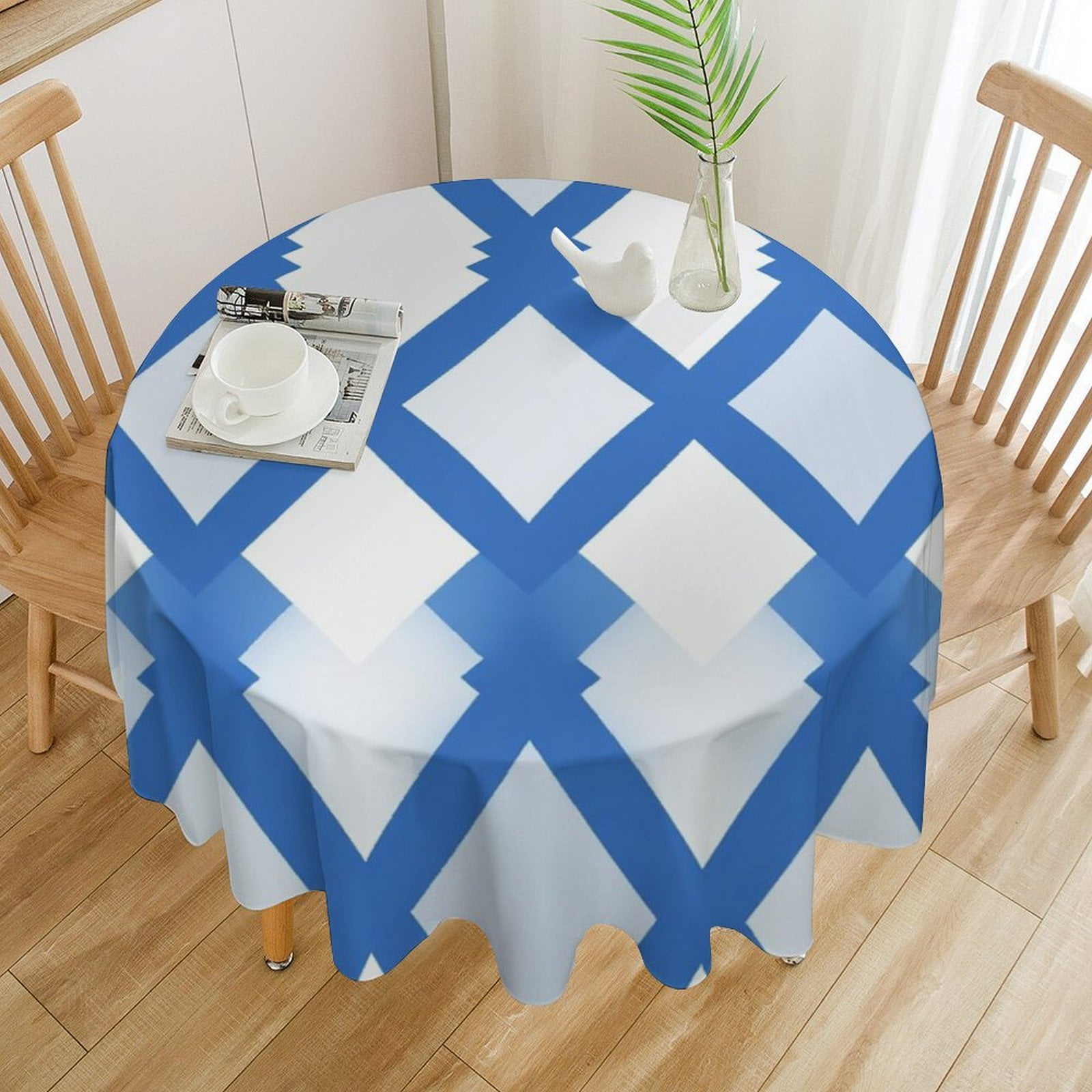 Diamond Grid Table Cloth Round PVC Wedding Kitchen Dining Desk Table ...