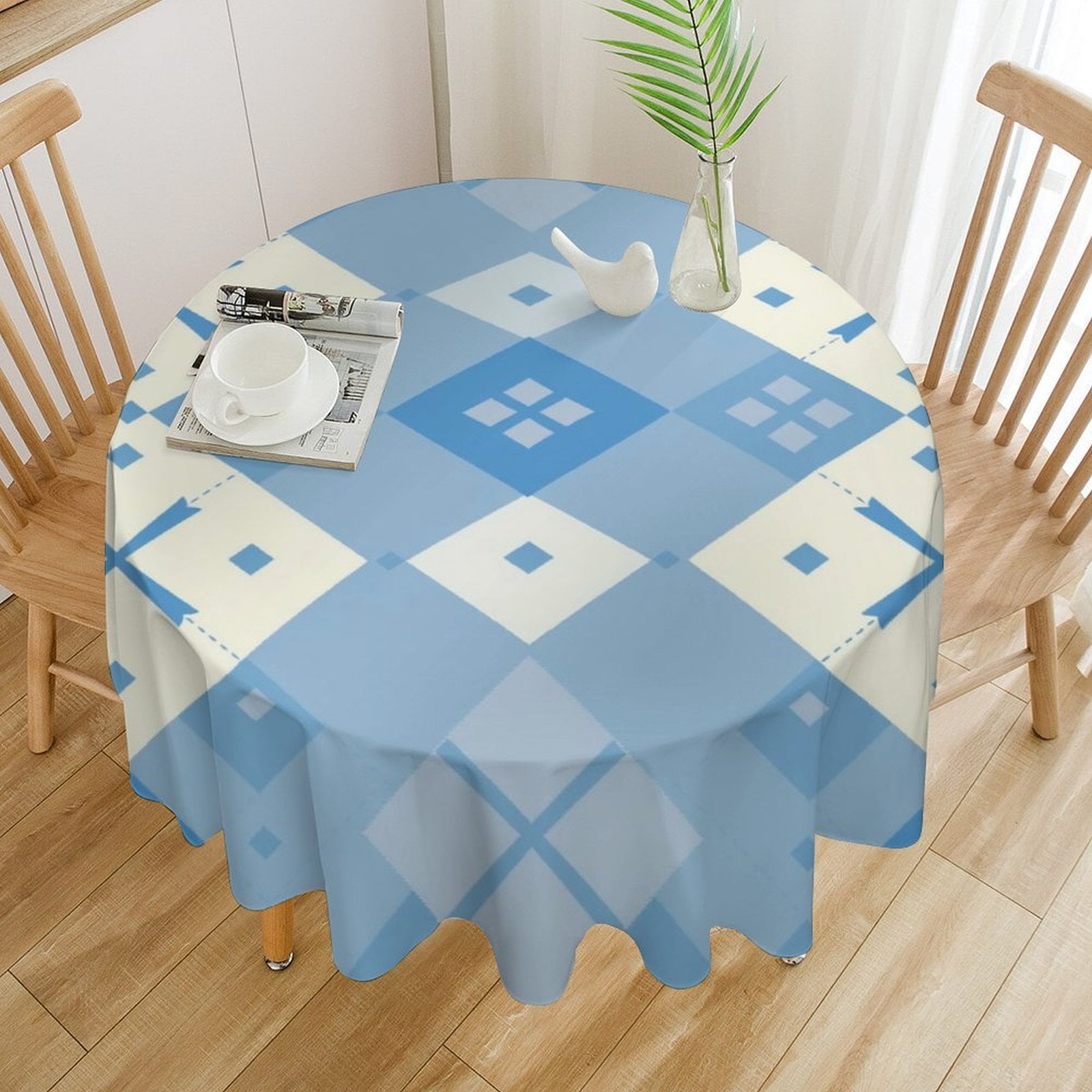 Diamond Grid Table Cloth Round PVC Wedding Kitchen Dining Desk Table ...