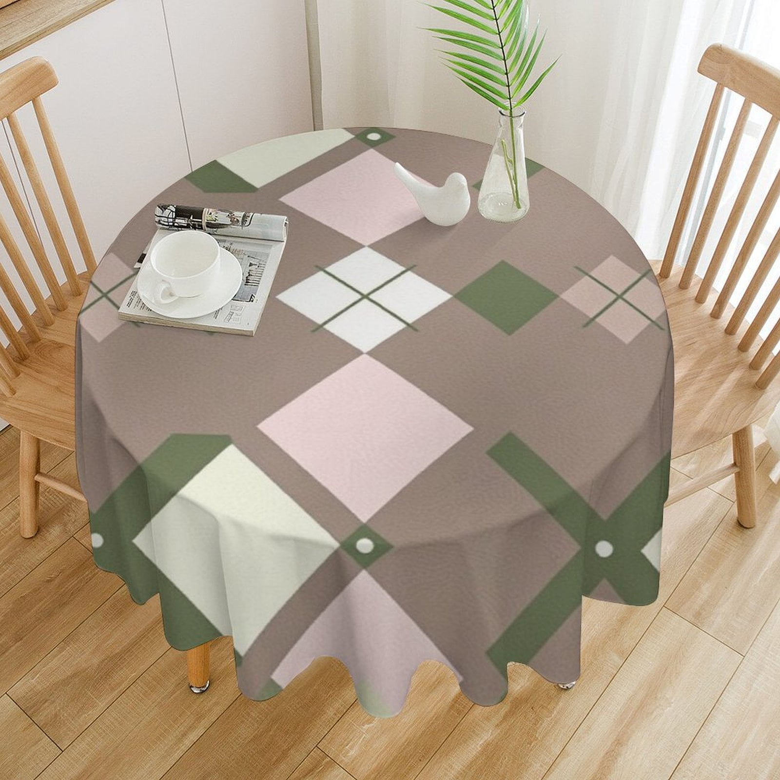Diamond Grid Table Cloth Round PVC Wedding Kitchen Dining Desk Table ...