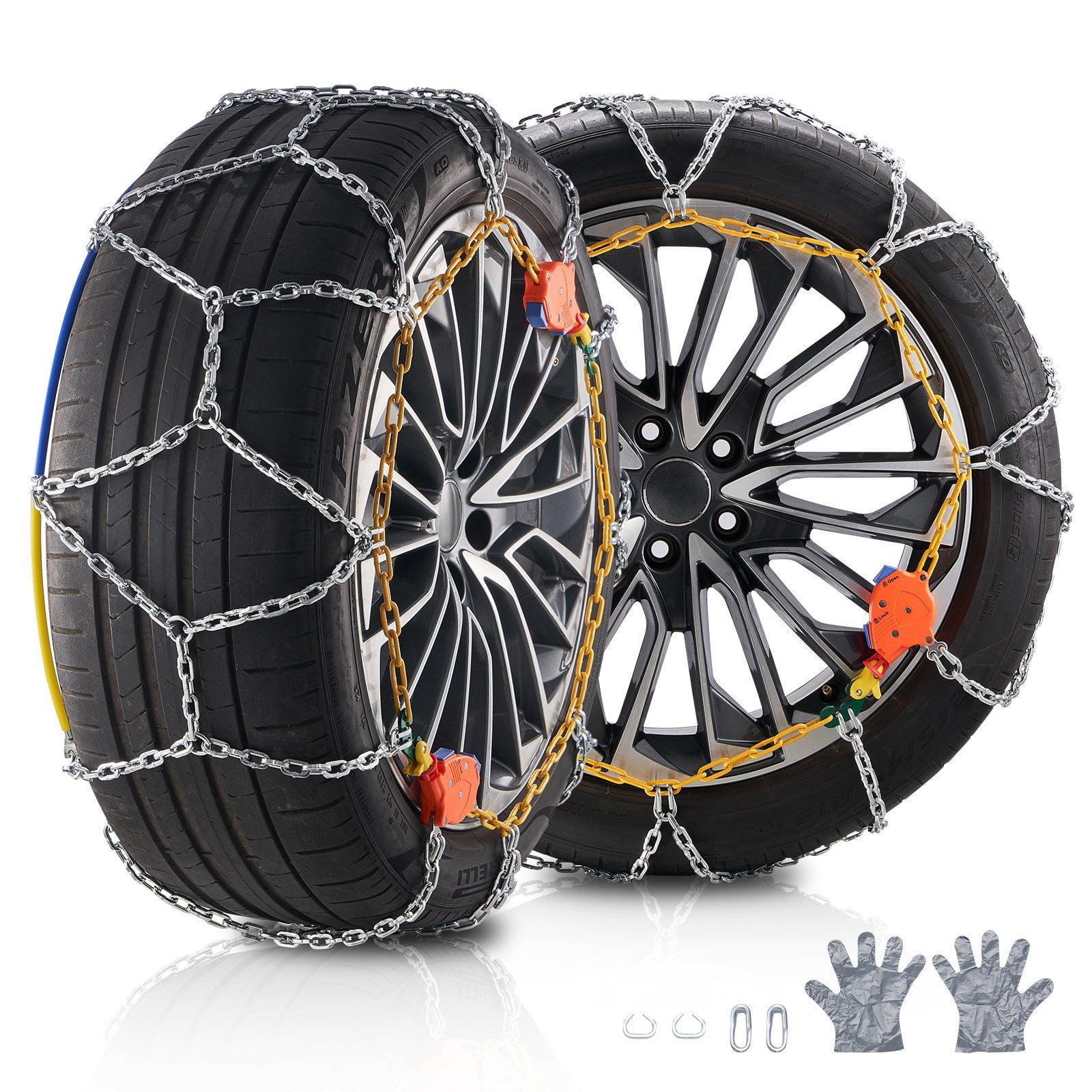 Diamond Grip Self-Tensioning Snow Chains – Heavy-Duty Anti-Slip ...