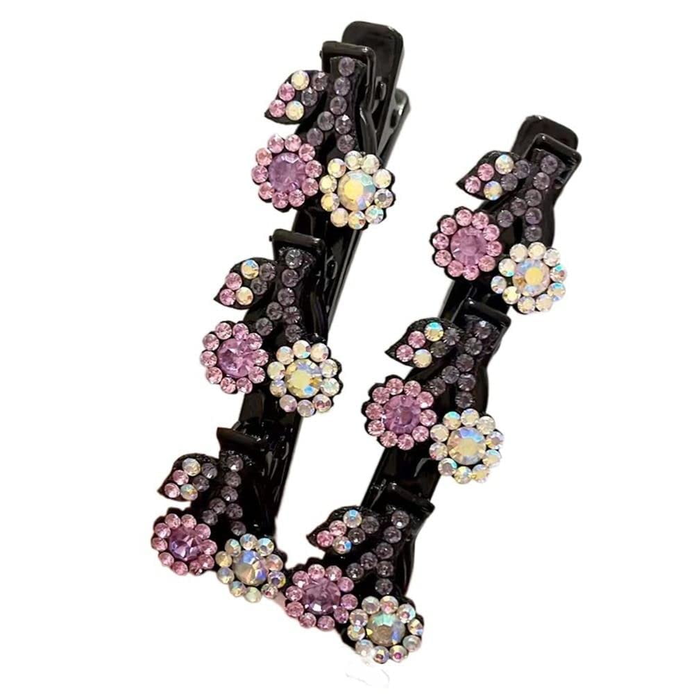 Diamond Hair Barrettes Braided Hair Clip Crystal Flower Spring Clip ...