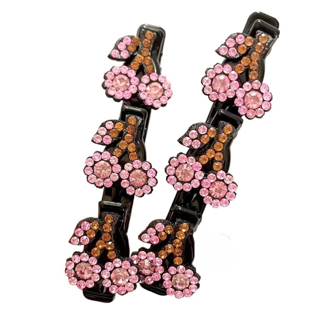 Diamond Hair Barrettes Braided Hair Clip Crystal Flower Spring Clip ...