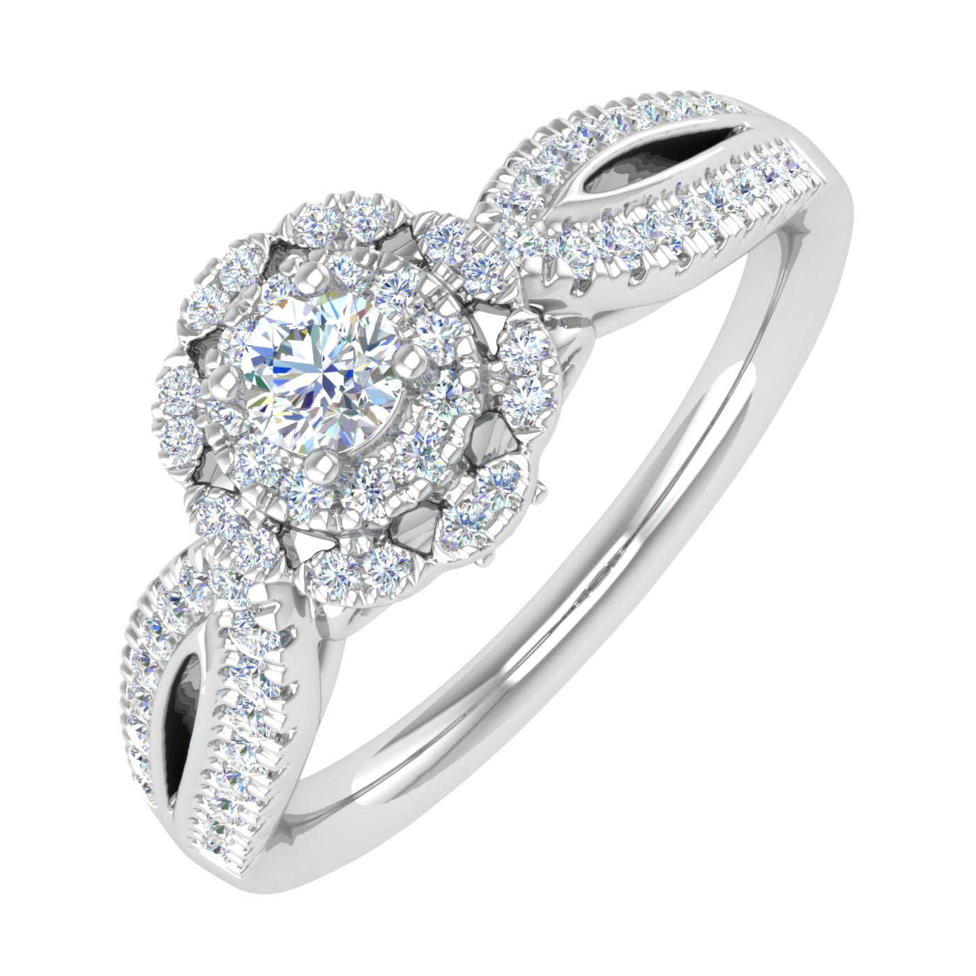 Diamond Halo Ring in 10K White Gold (0.40 cttw) - IGI Certified (Ring ...