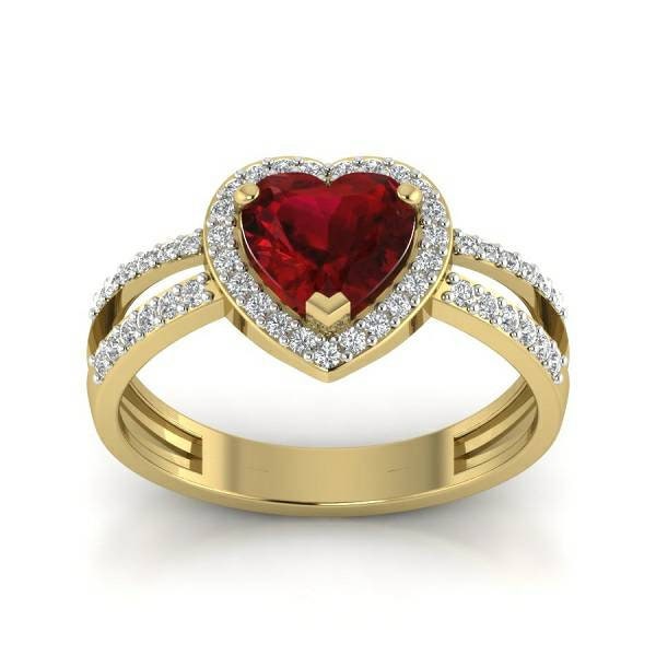 Diamond Halo Wedding Ring, Ruby Bridal Ring, Anniversary Gifts, Red ...