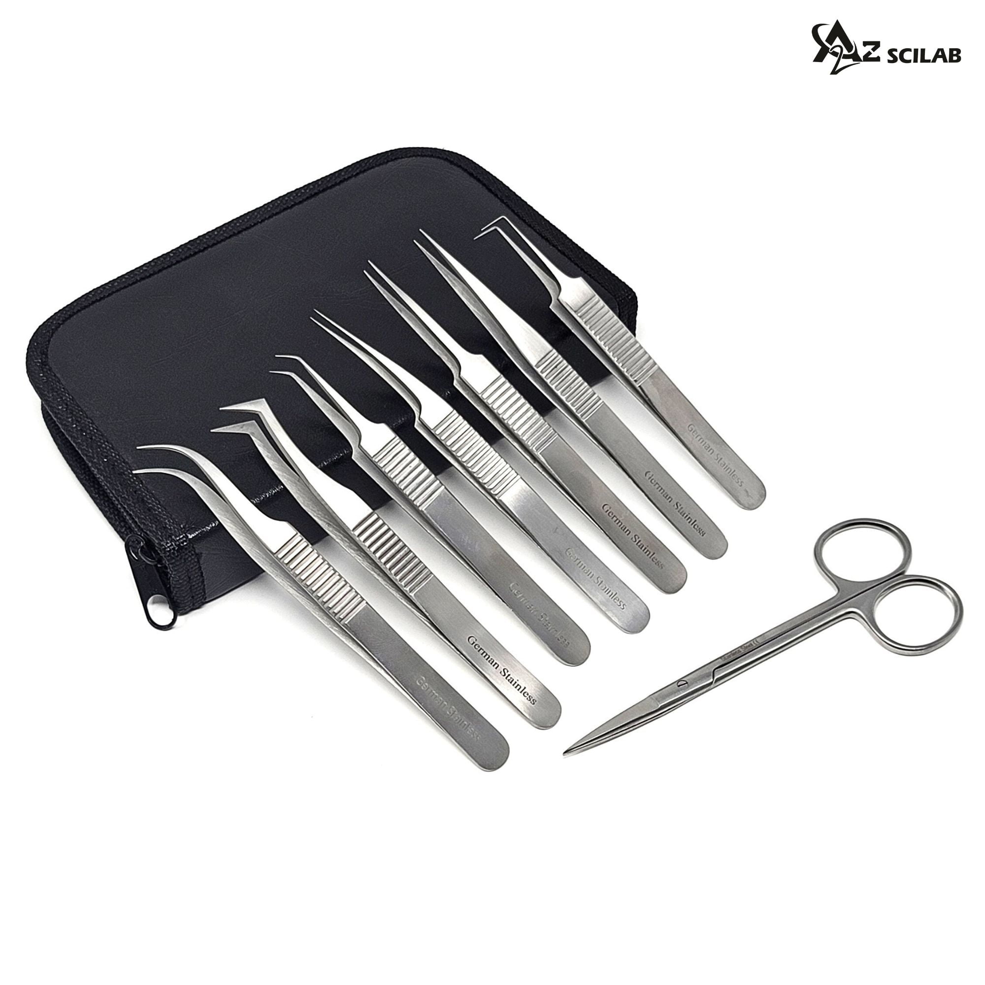 Diamond Handling Tweezers with Scissors Set of 9 Pcs A2zscilab Multi ...