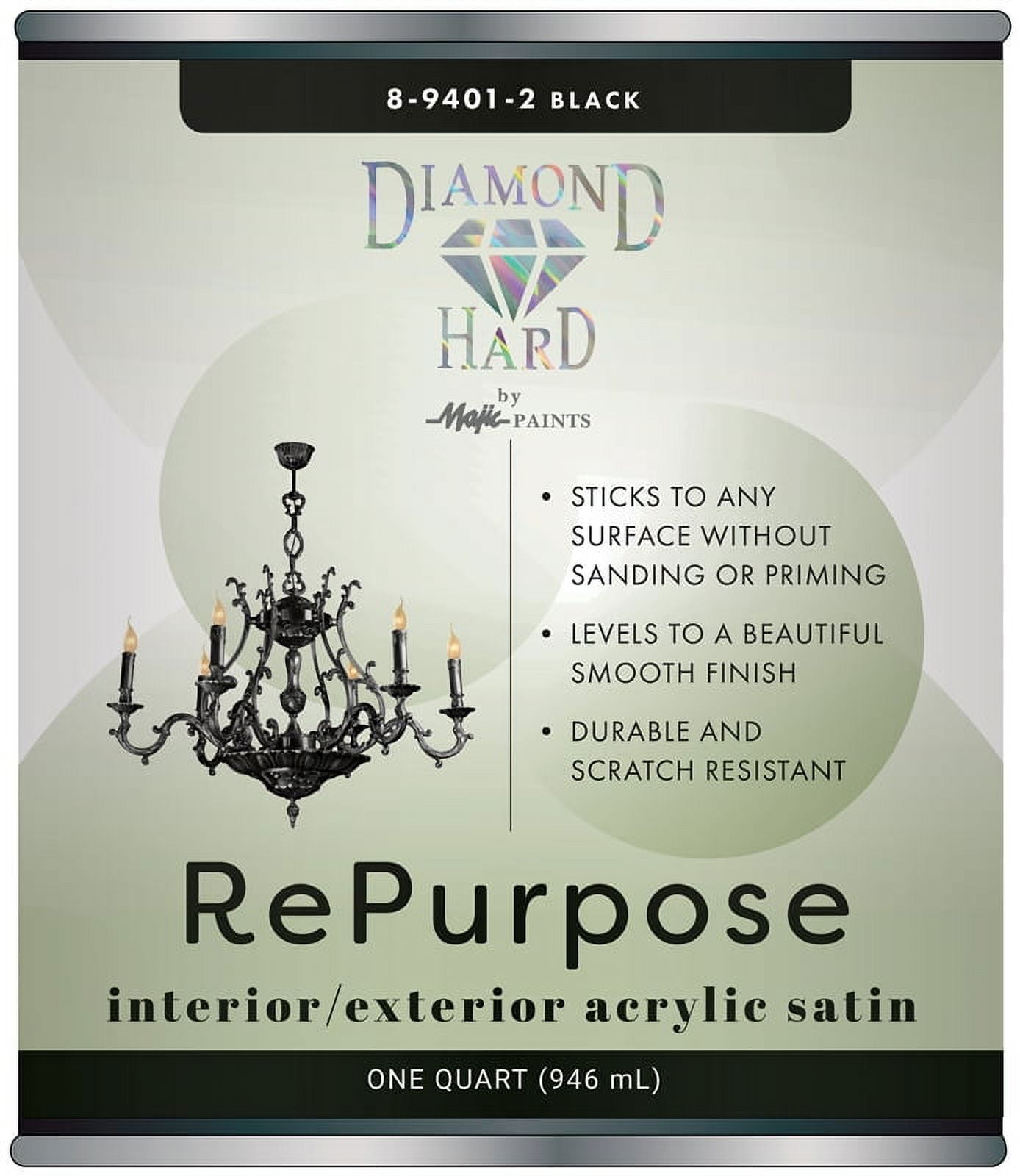 Diamond Hard RePurpose Paint, Black, Quart, Satin Finish, Water-Based ...