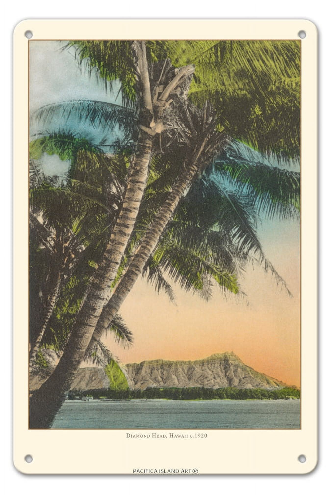 Diamond Head Crater - Sunset View from Waikiki Beach Hawaii - Vintage ...