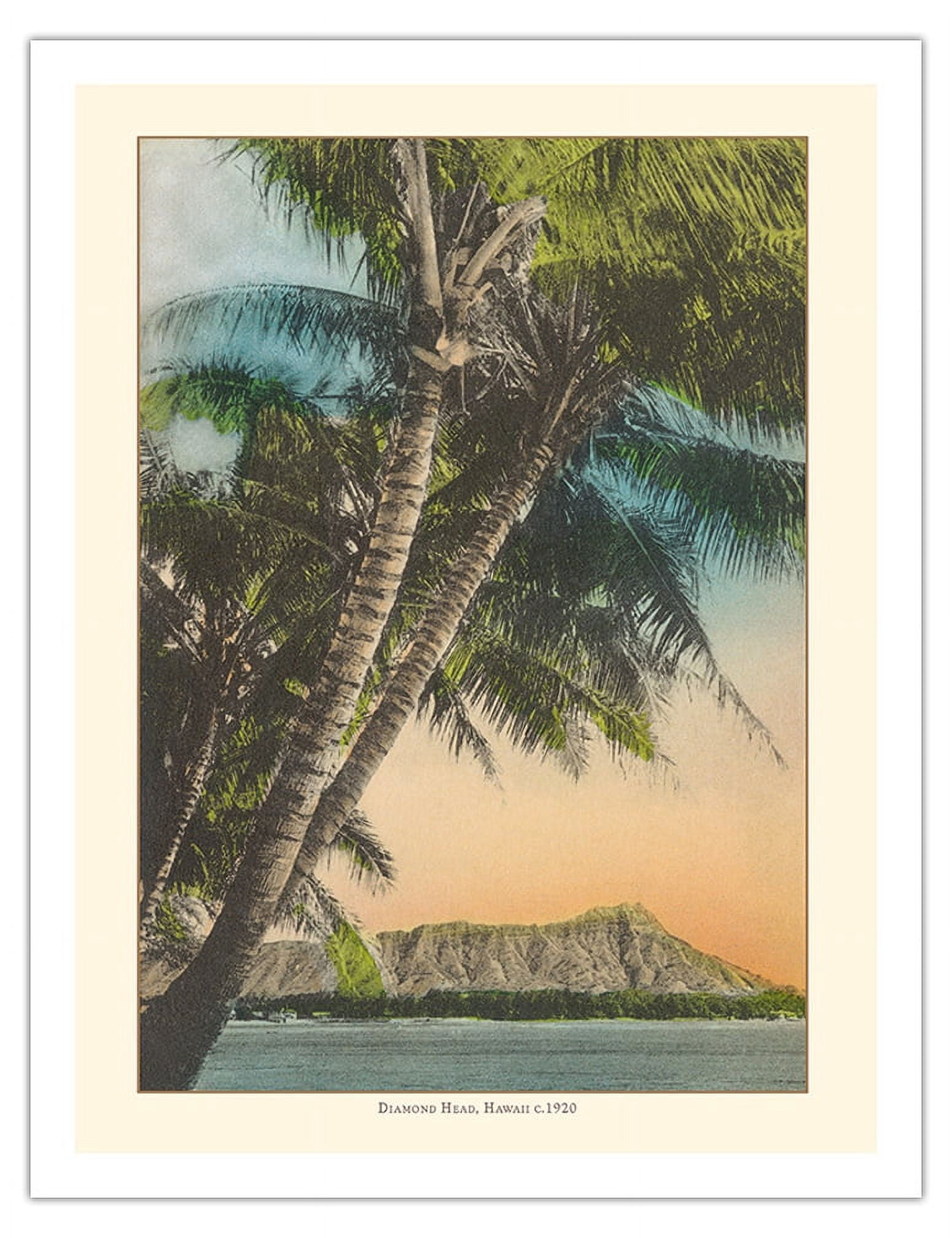 Diamond Head Crater - Sunset View from Waikiki Beach Hawaii - Vintage ...