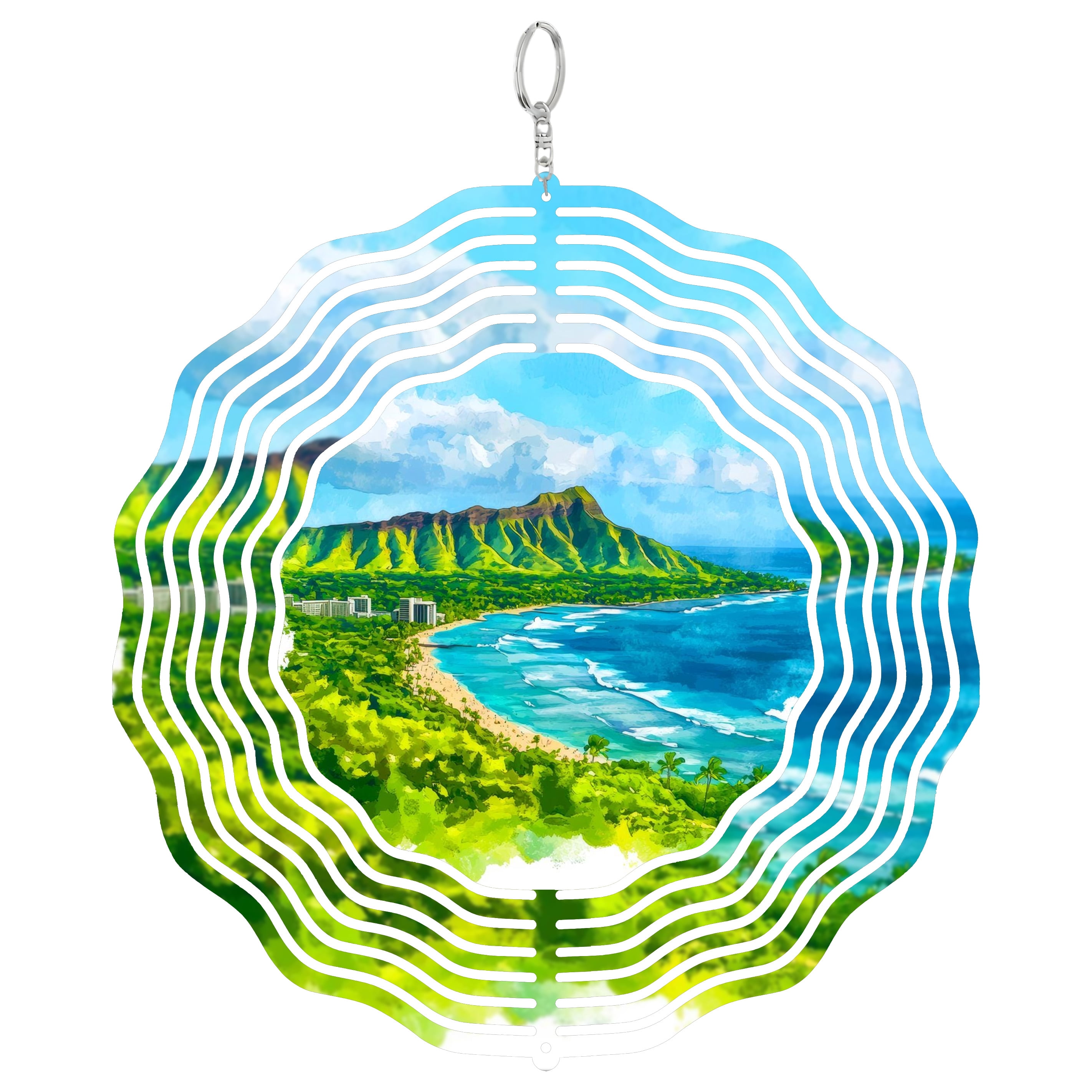 Diamond Head Crater Wind Spinner, Kinetic 3D Hawaii Outdoor Garden Art ...