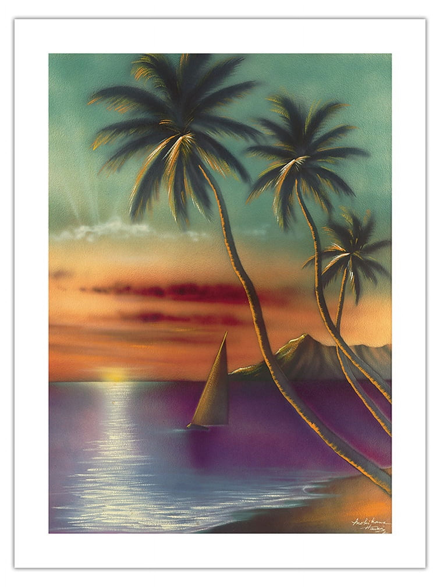Diamond Head Sunset - Honolulu Hawai’i - Vintage Hawaiian Airbrush Art ...