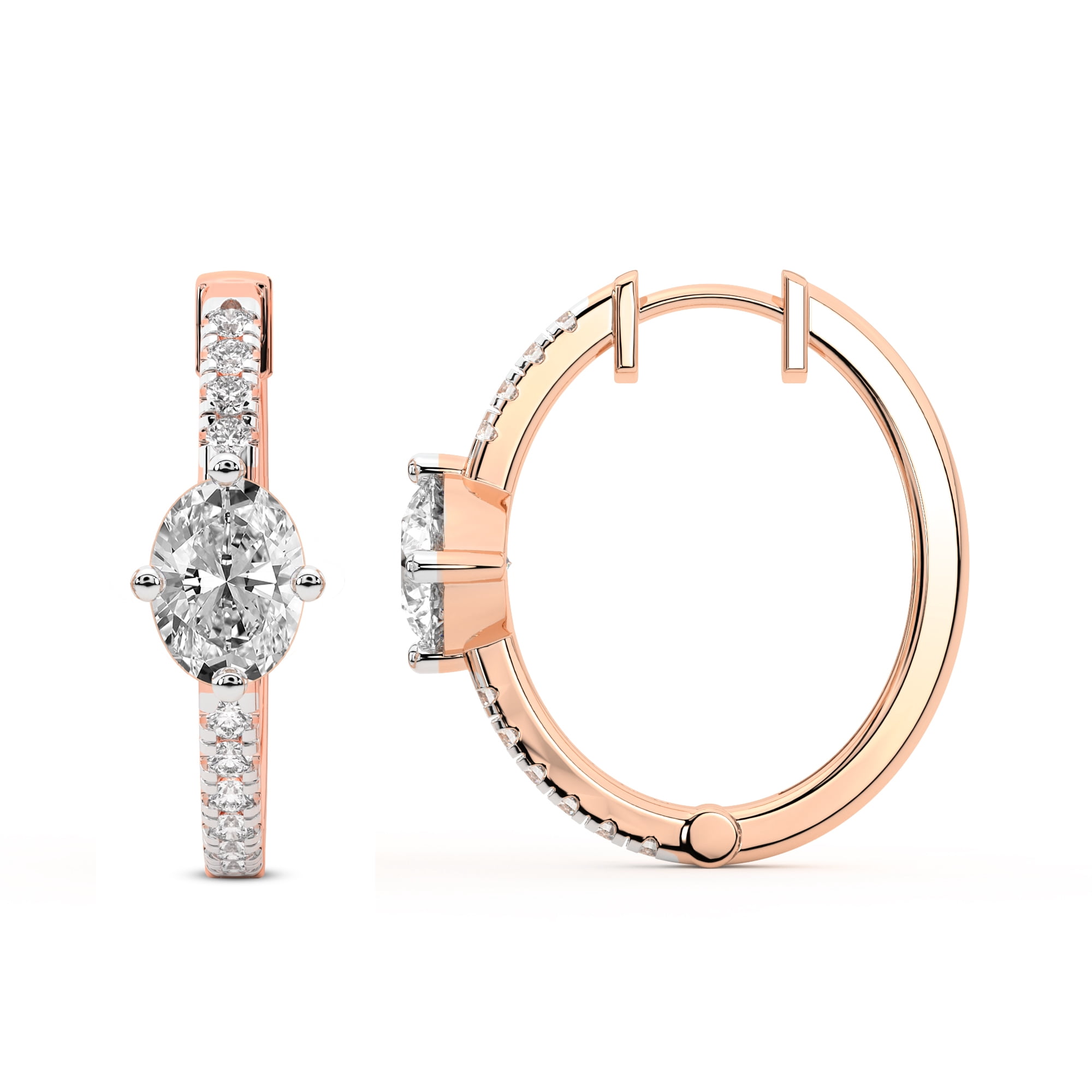 Diamond Hoop Earring | 1 Carat IGI Certified Oval Shape Lab Grown ...
