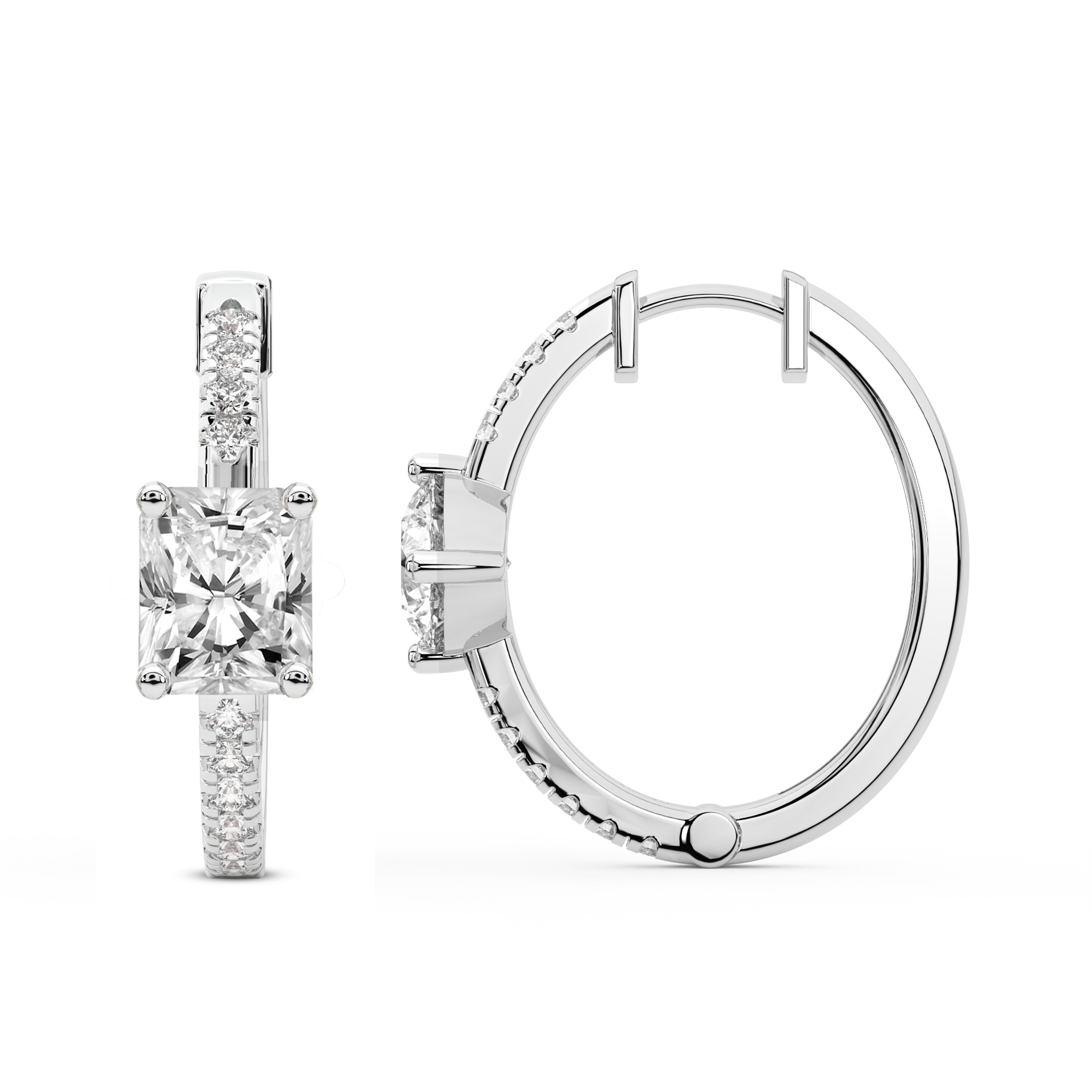Diamond Hoop Earring | 4 Carat IGI Certified Radiant Shape Lab Grown ...