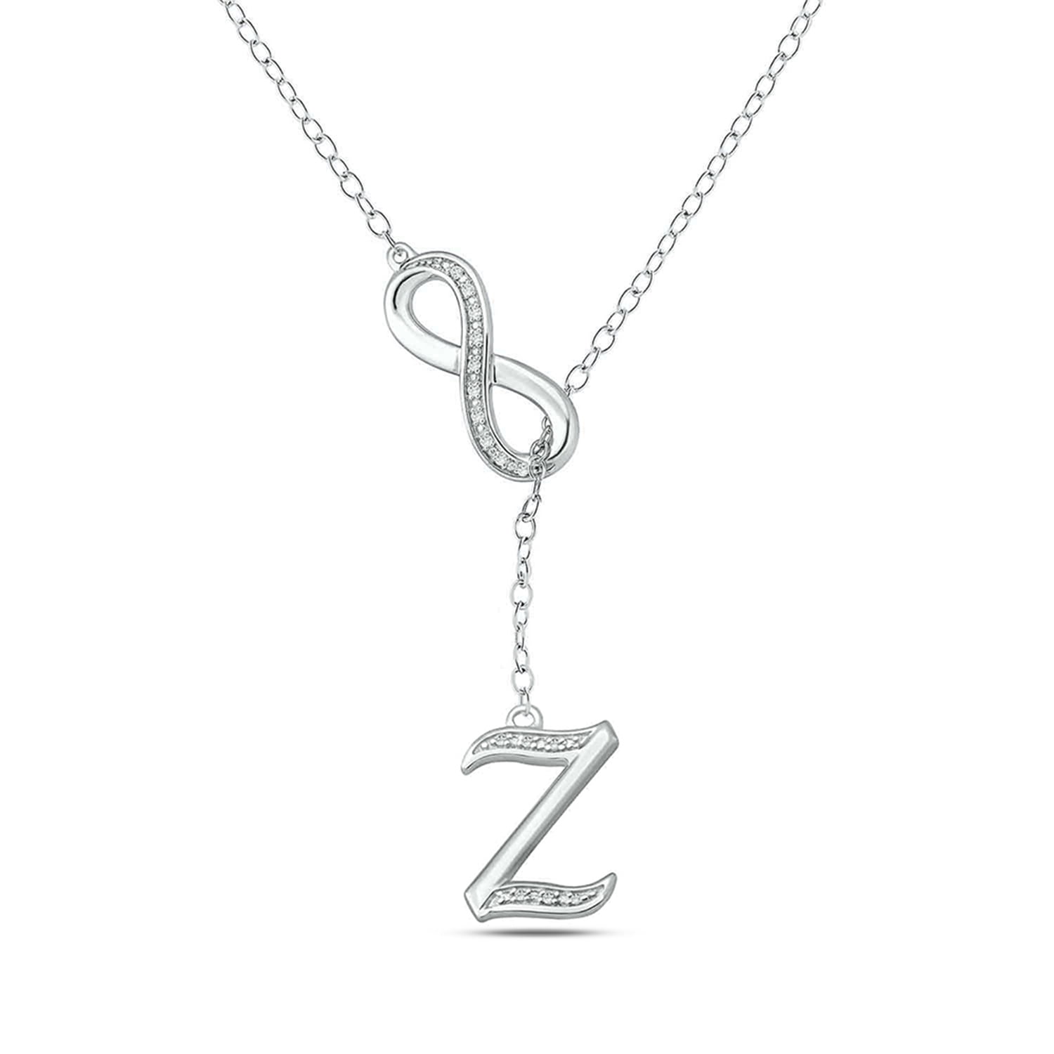 Diamond Infinity Lariat Necklace for Women in 925 Sterling Silver ...