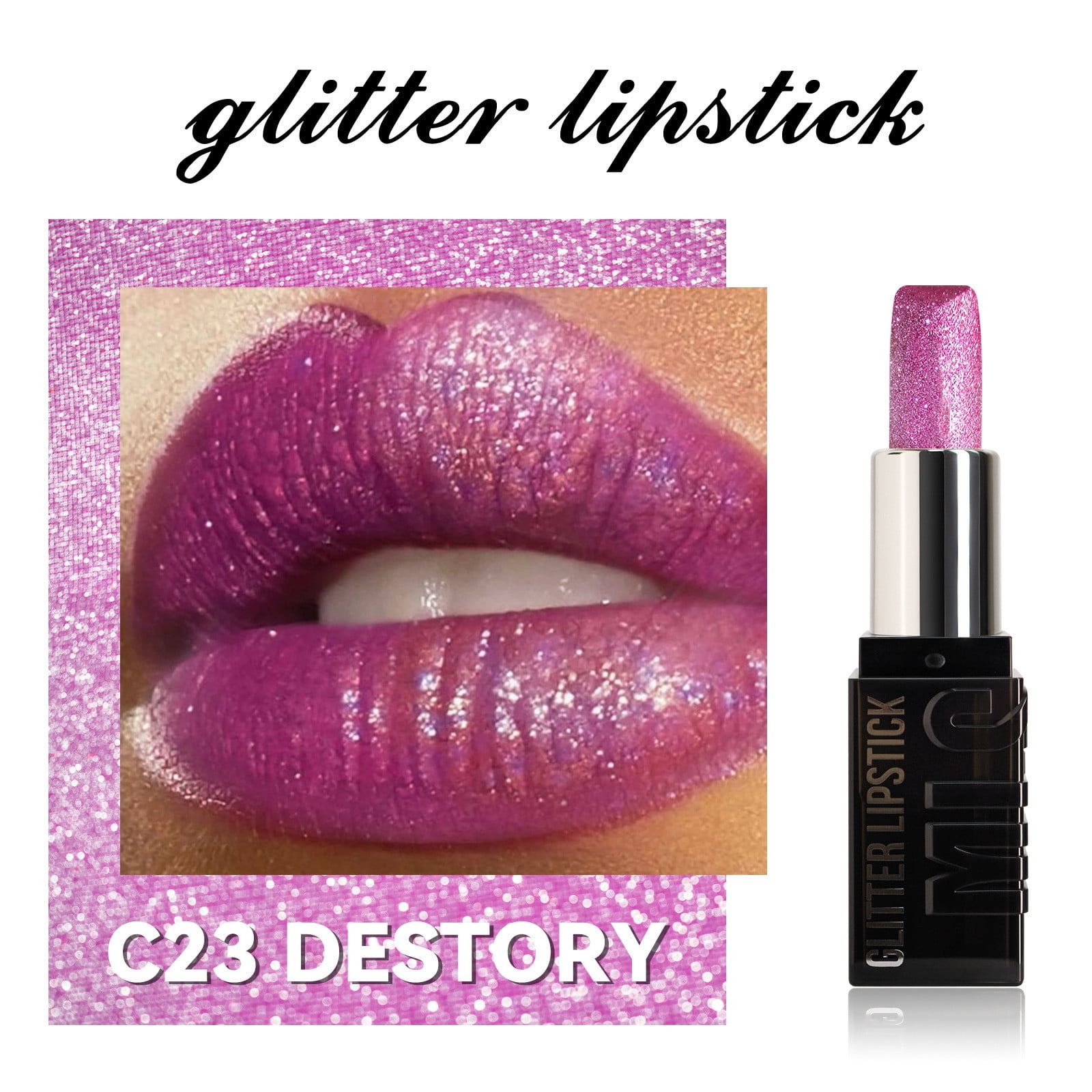 Diamond-Infused Flash Lipstick - High-Shine Metallic Finish Lightweight ...