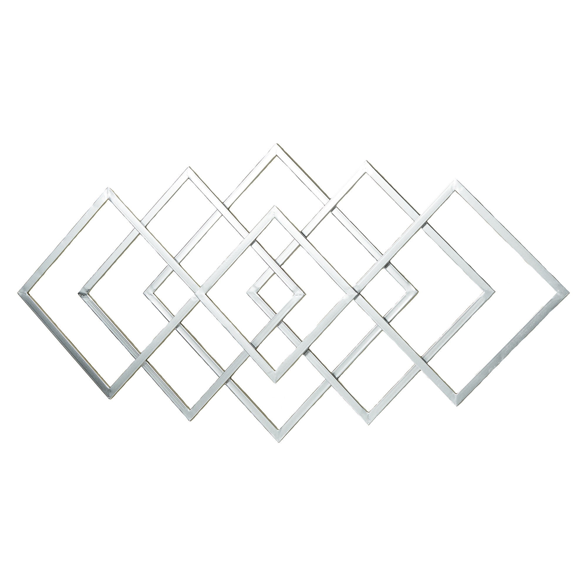 Diamond Interlink Metal Contemporary Silver Wall Art Sculpture 40 x 20 ...
