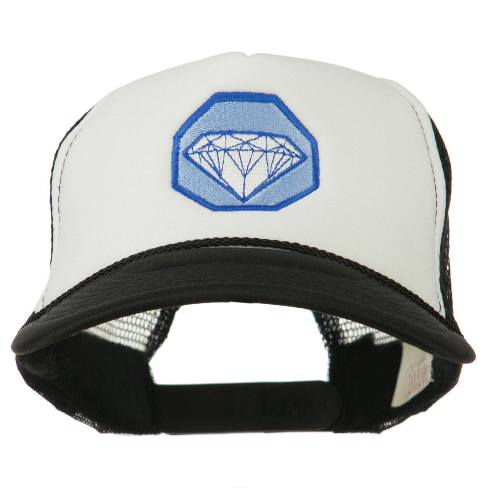 Diamond Jewelry Embroidered Foam Mesh Back Cap - Black White OSFM ...