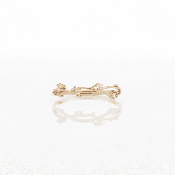 Diamond Leaf Band Ring, Rose Gold Leaf Branch Ring, Anniversary Gift ...