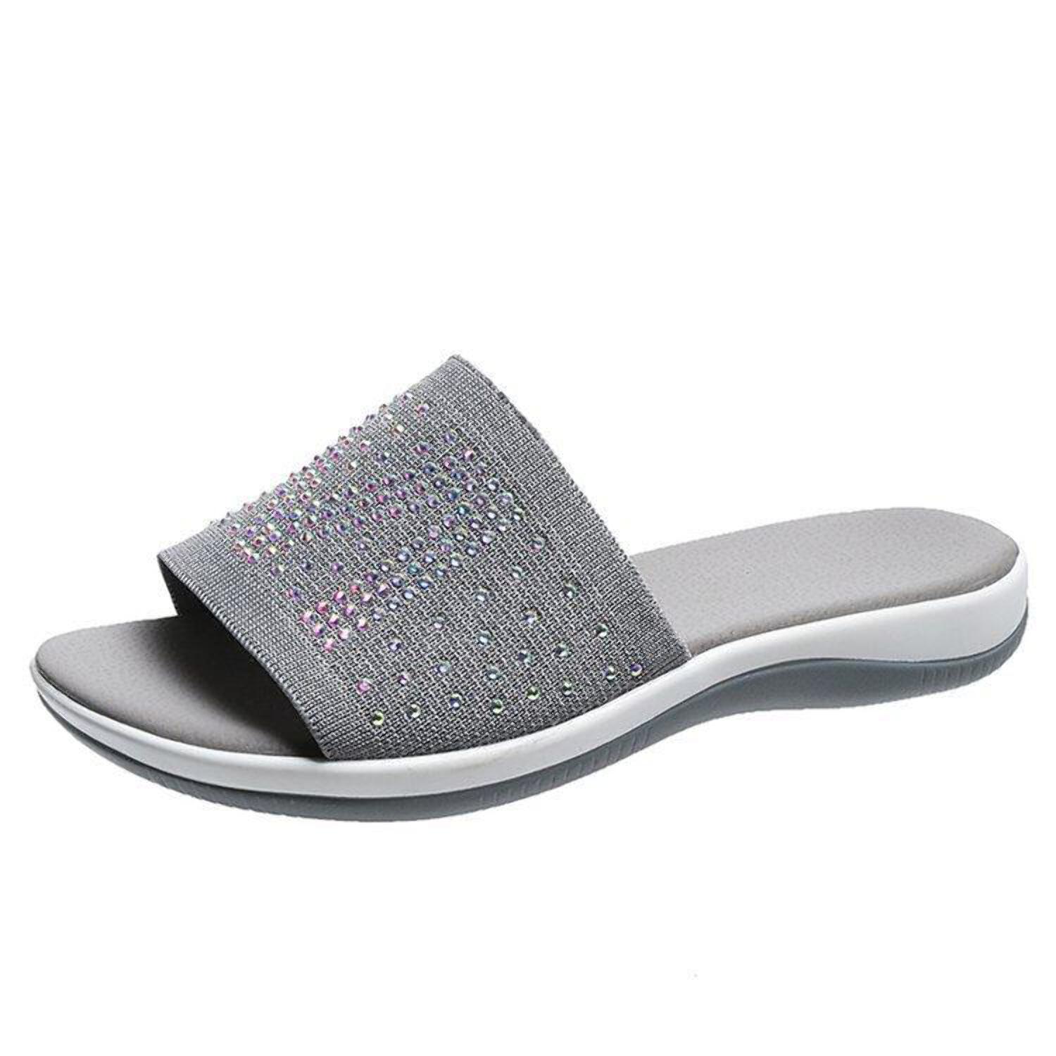 Diamond Lettering Polyurethane Lightweight Platform Slippers - Walmart.com