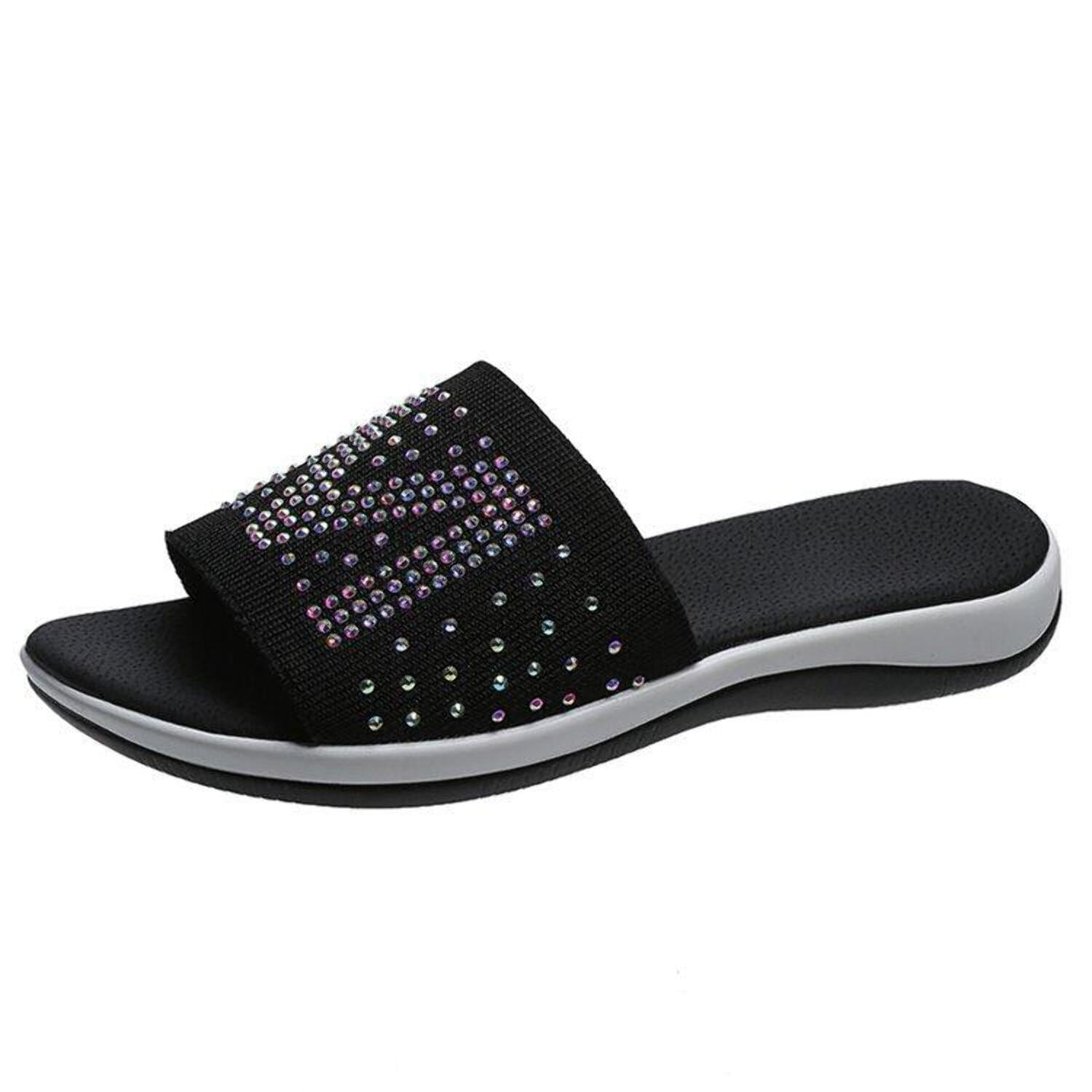 Diamond Lettering Polyurethane Lightweight Platform Slippers - Walmart.com