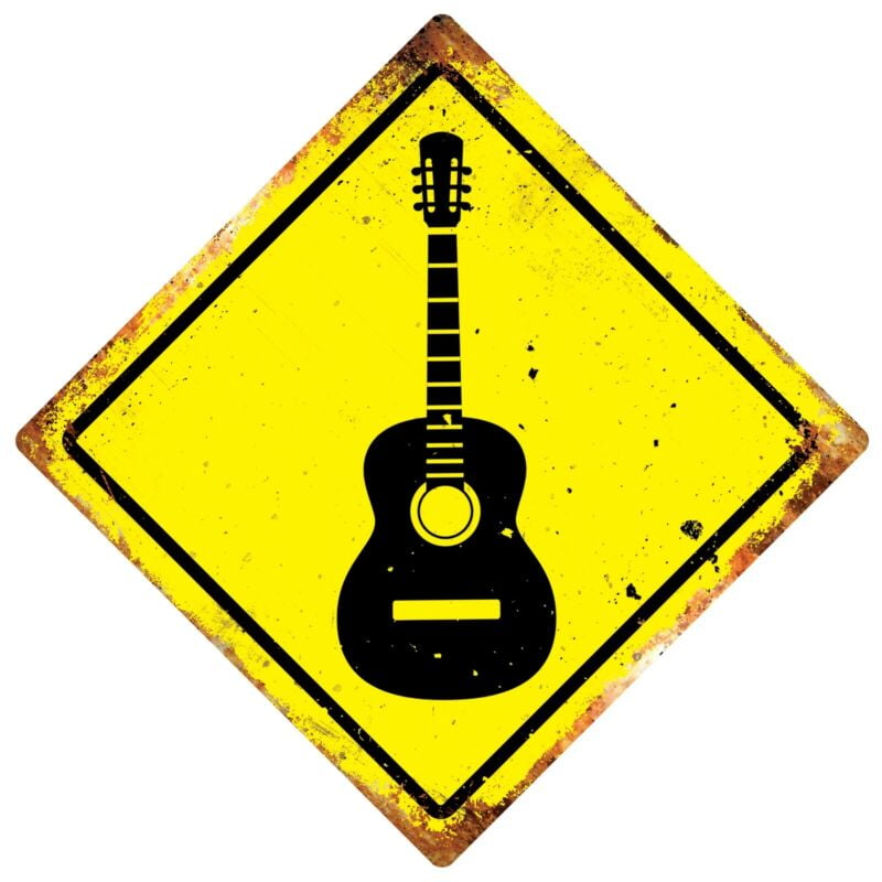 Diamond Metal Wall Sign - Acoustic Guitar Musical Instrument Gift ...