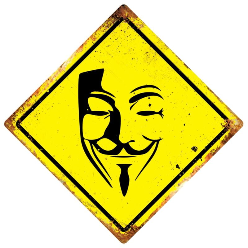 Diamond Metal Wall Sign - Anon Face Anonymous Gift Plaque Size: 12 inch ...