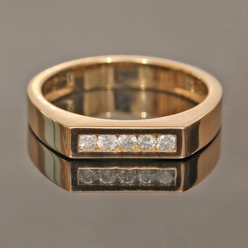 Diamond Mini Signet Ring, 925 Sterling Silver Ring, Block Bar Ring ...