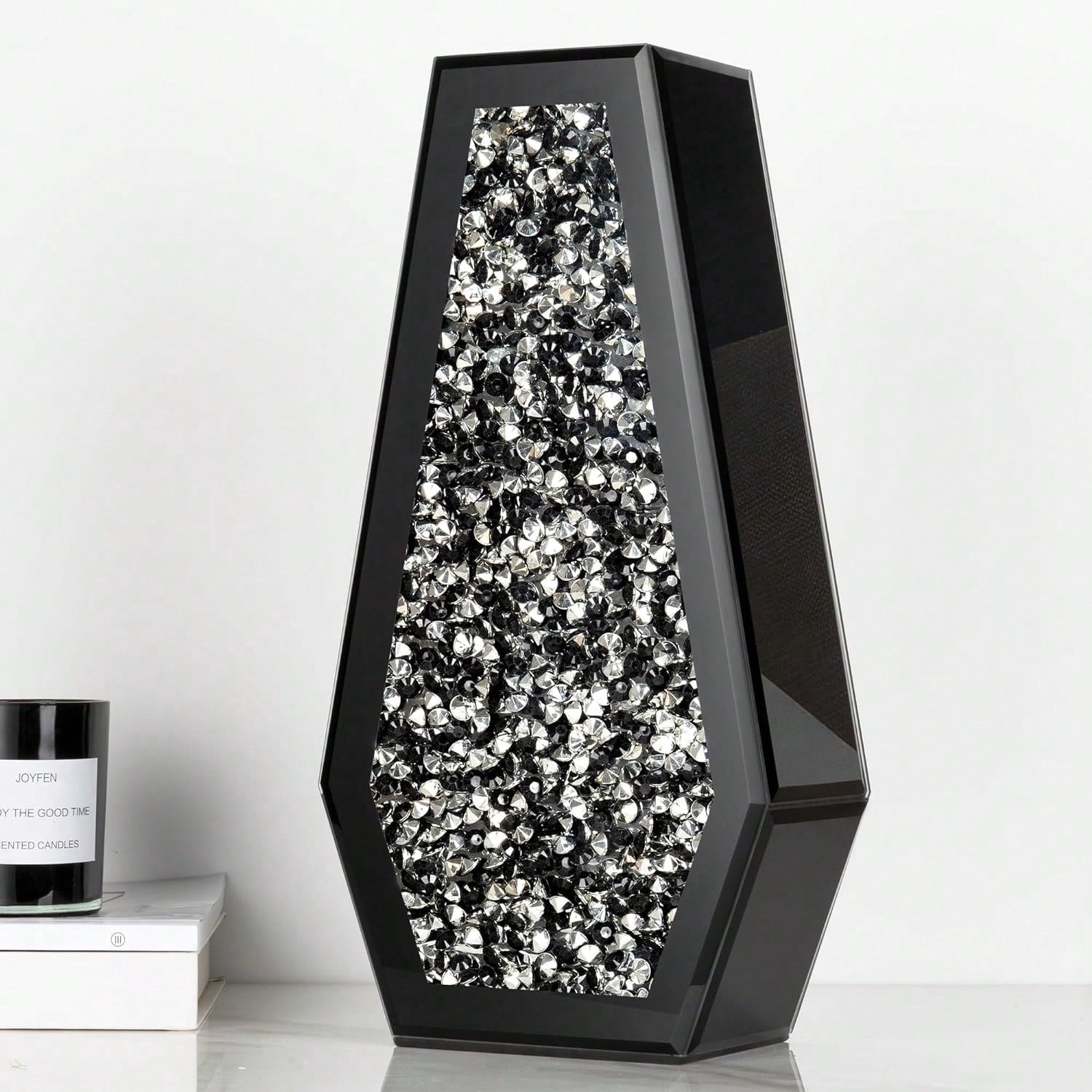 Diamond Mirrored Flower Vase Large Glass Vase Modern Crystal Decorative ...