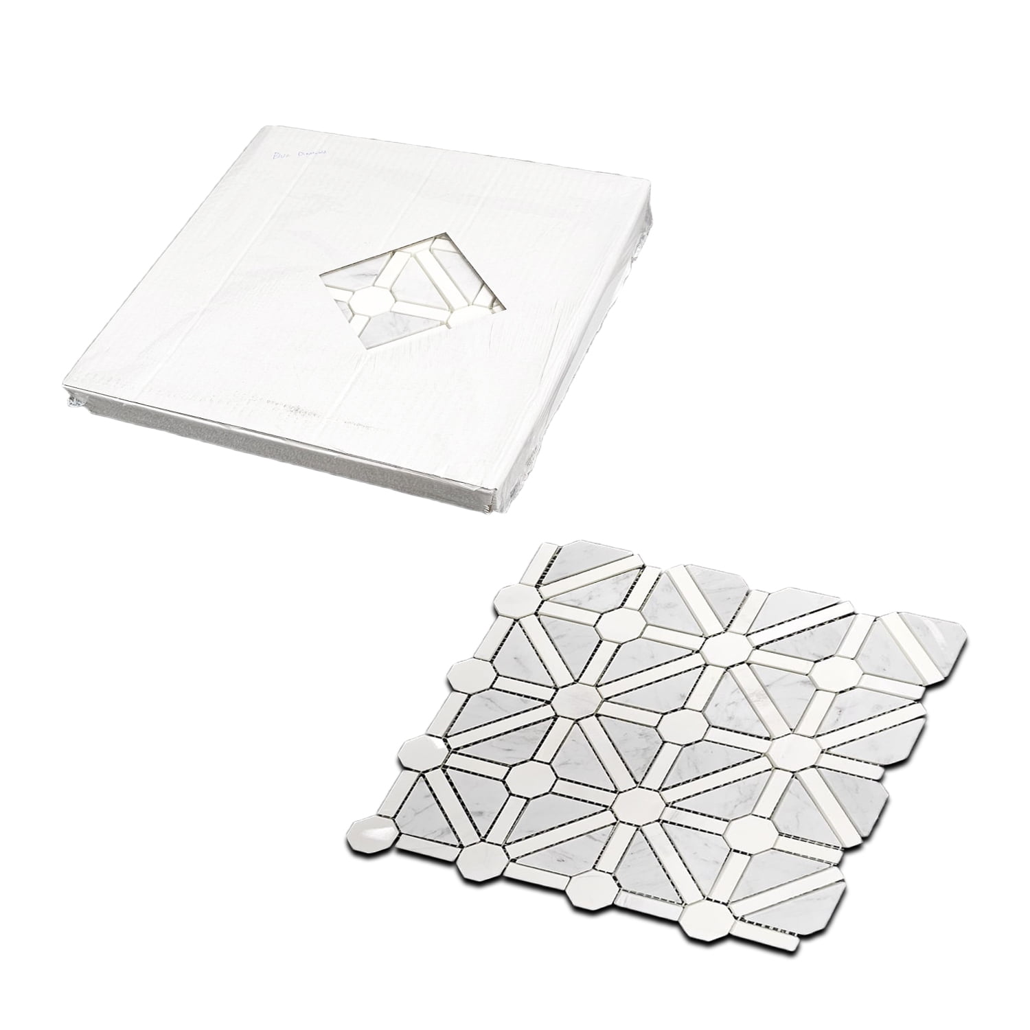 Diamond Mosaic Tiles: 12"x12" Each, 5 Tiles per Box, 21lbs Total Weight ...