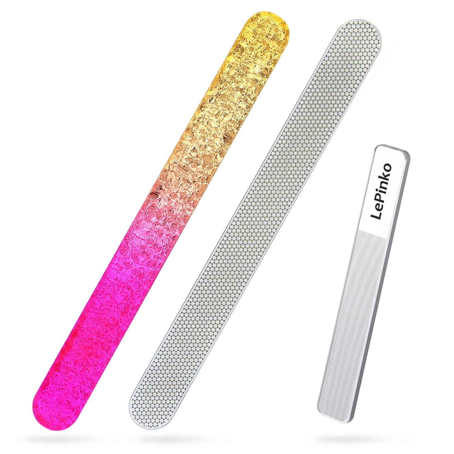 Diamond Nail File with Crystal Nail Shiner Set, Stainless Steel Nail ...