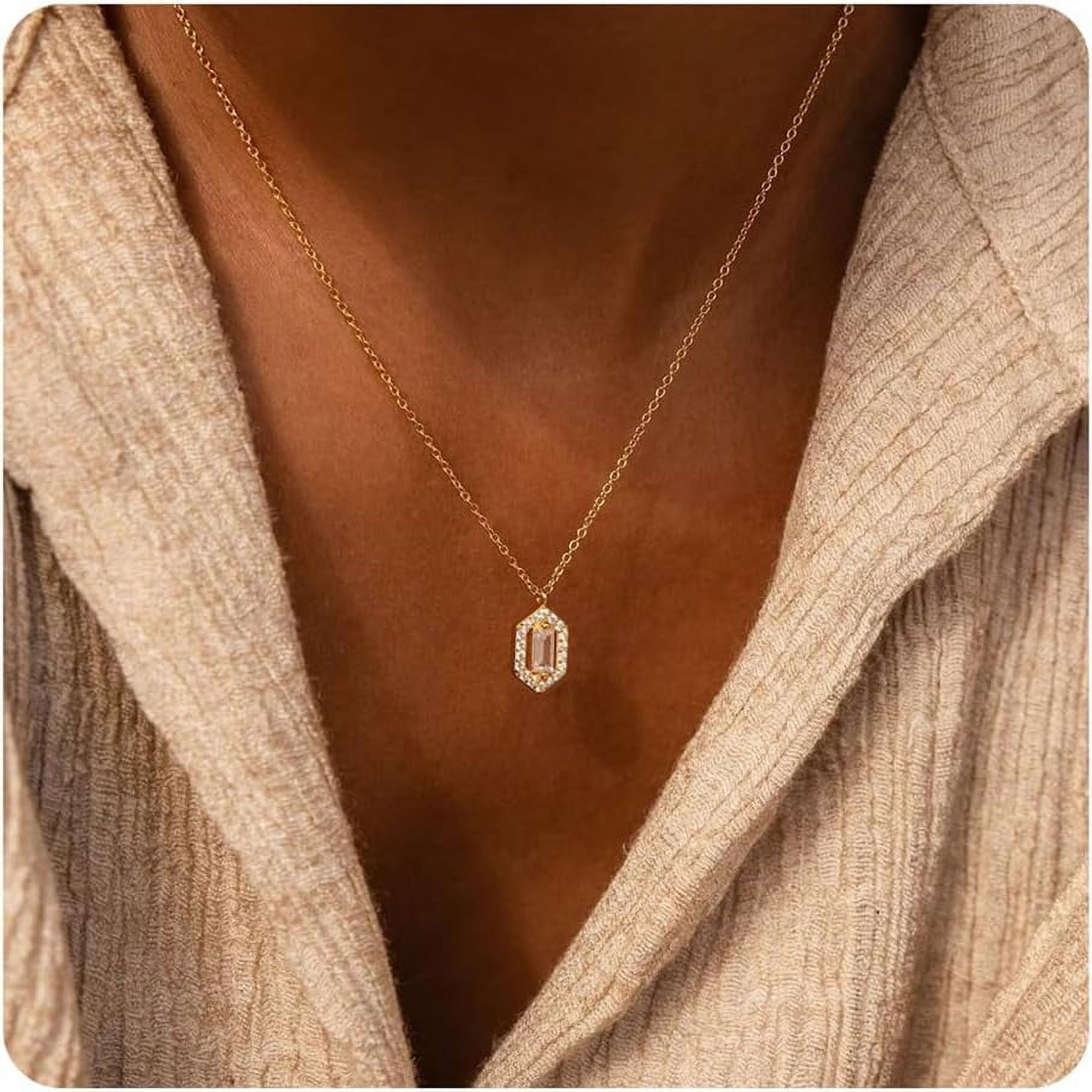 Diamond Necklaces for Women,14K Gold/White Gold Plated Dainty Necklace ...
