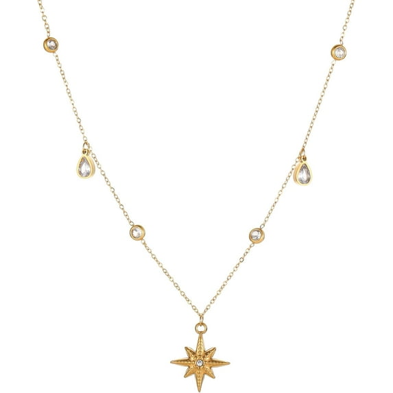 Diamond Necklaces for Women Dainty 18K Gold Plated Waterdrop Shape CZ ...