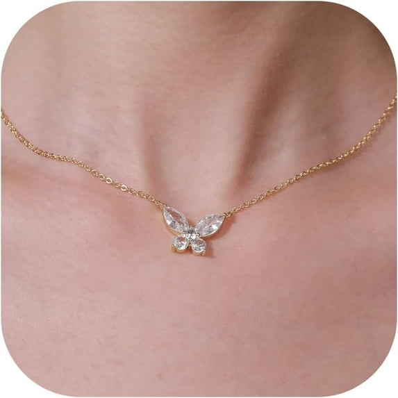 Diamond Necklaces for Women Dainty Choker Necklace Simple 14k Gold ...