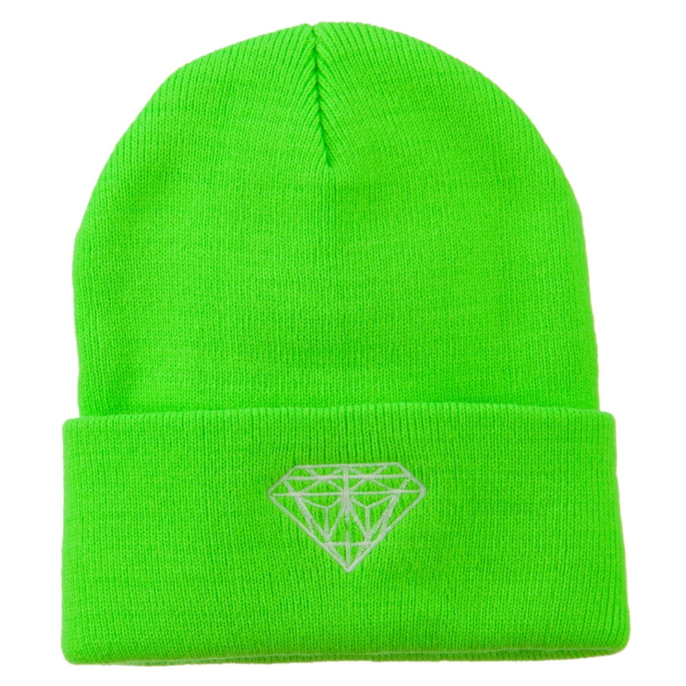 Diamond Neon Embroidered Beanie - Green OSFM - Walmart.com