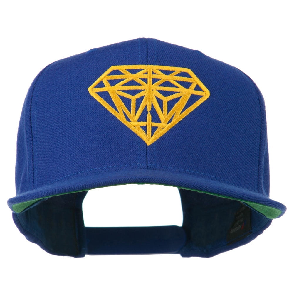 Diamond Outline Embroidered Snapback Flat Bill Cap - Royal OSFM ...