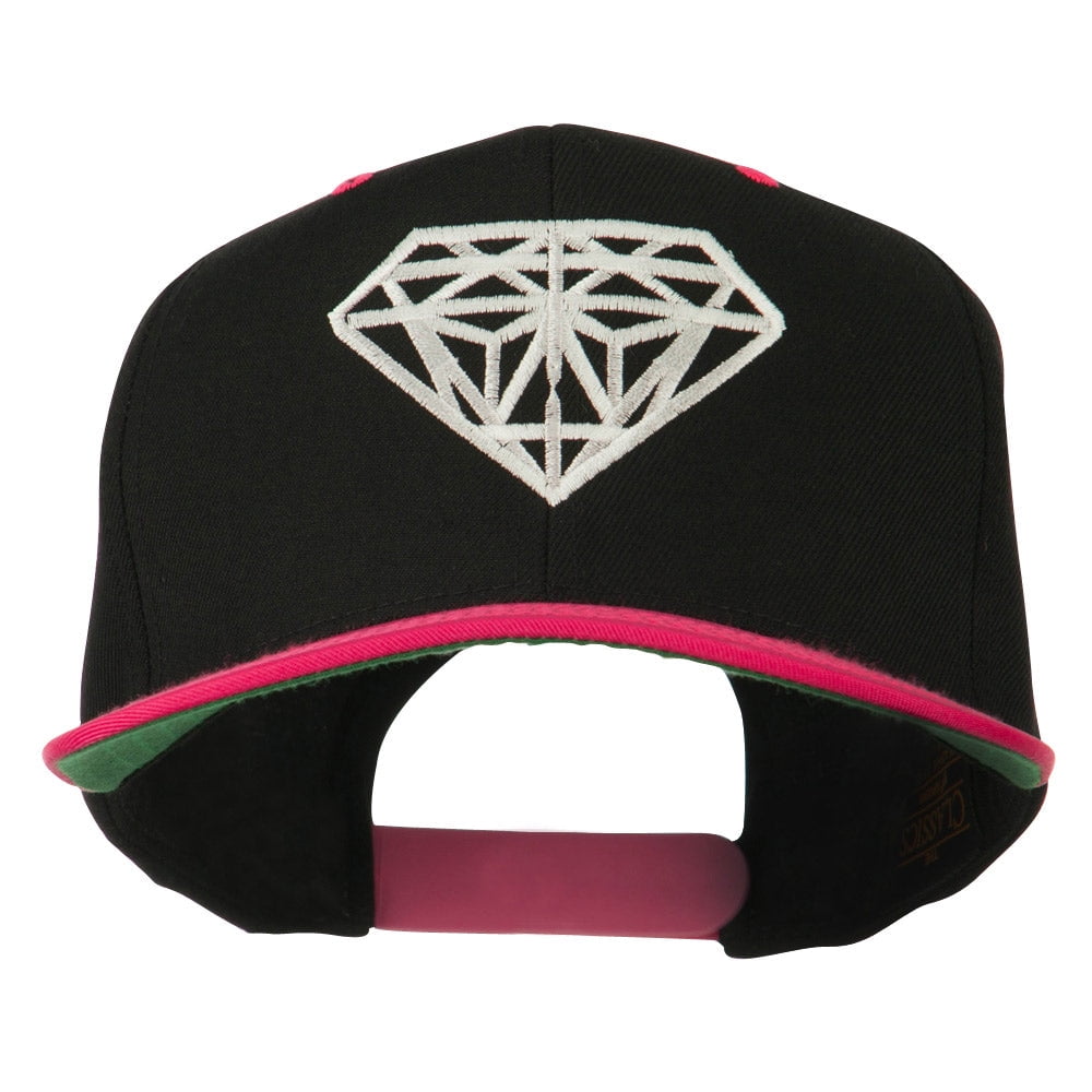 Diamond Outline Embroidered Two Tone Cap - Black Pink OSFM - Walmart.com