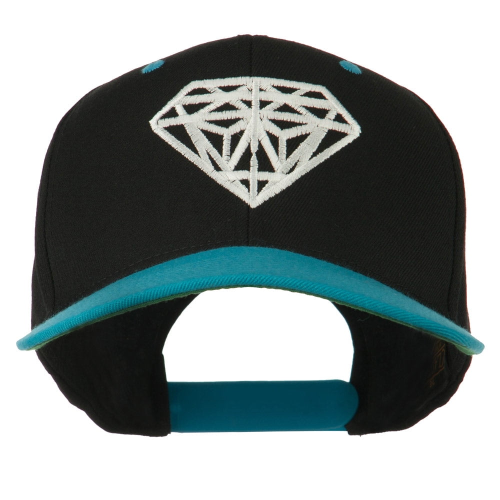 Diamond Outline Embroidered Two Tone Cap - Black Teal OSFM - Walmart.com