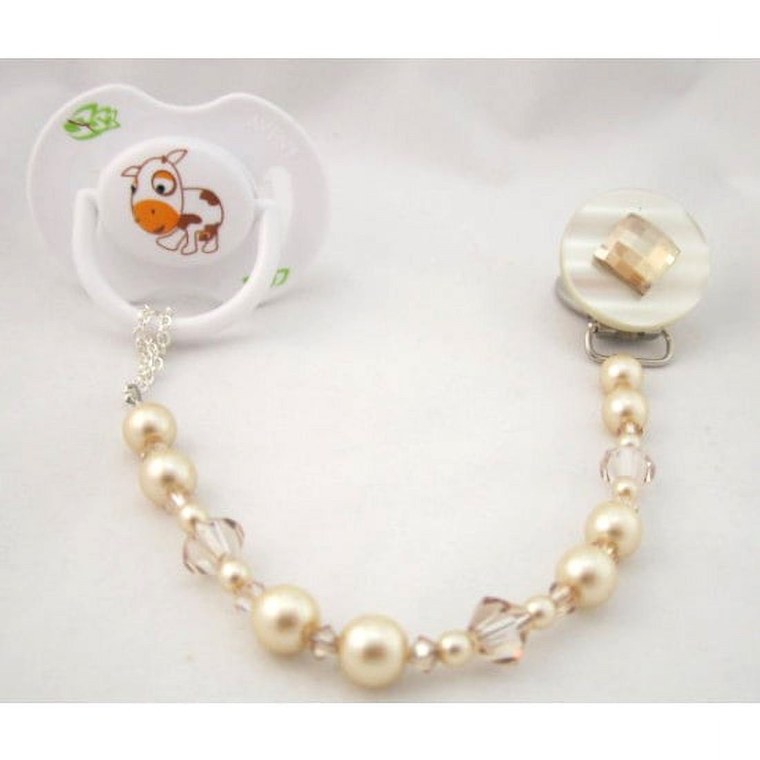 Diamond Pacifier Clip with Stunning Bling Beads and Pearls - Walmart.com
