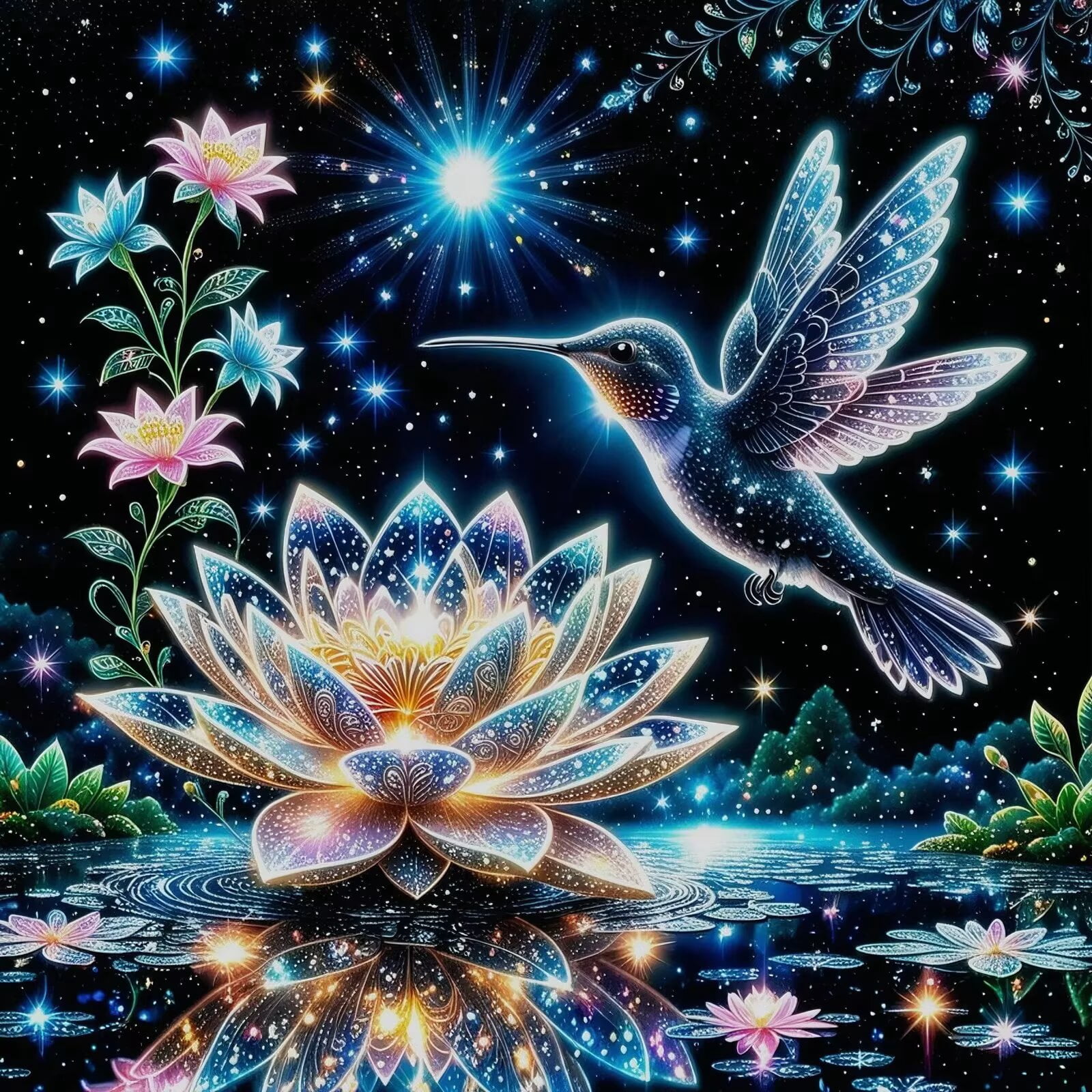Diamond Painting Hummingbird Kits for Adults,Flower 5D Diamond Art Kits ...
