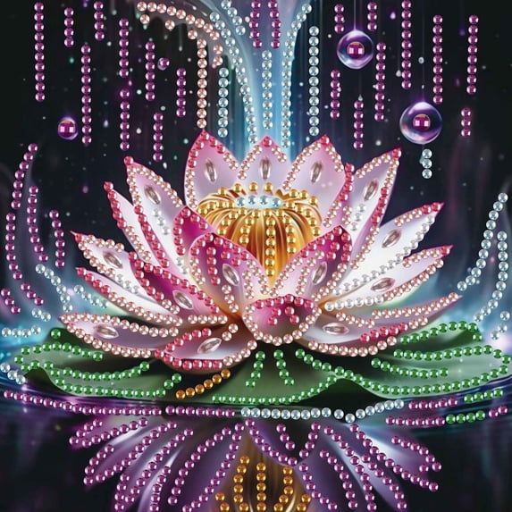 Diamond Painting Kit Beautiful Lotus Special Shape Creative Diamond Art ...