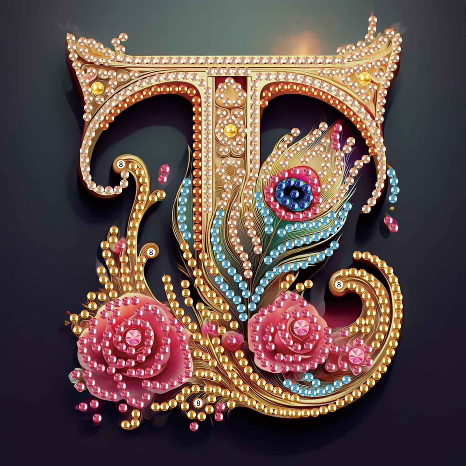Diamond Painting Kit, Feather Rose Letter T Special Design Creative ...
